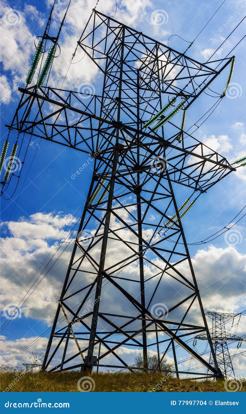 Two electricity pylons stock photo. Image of high, wire - 77997704