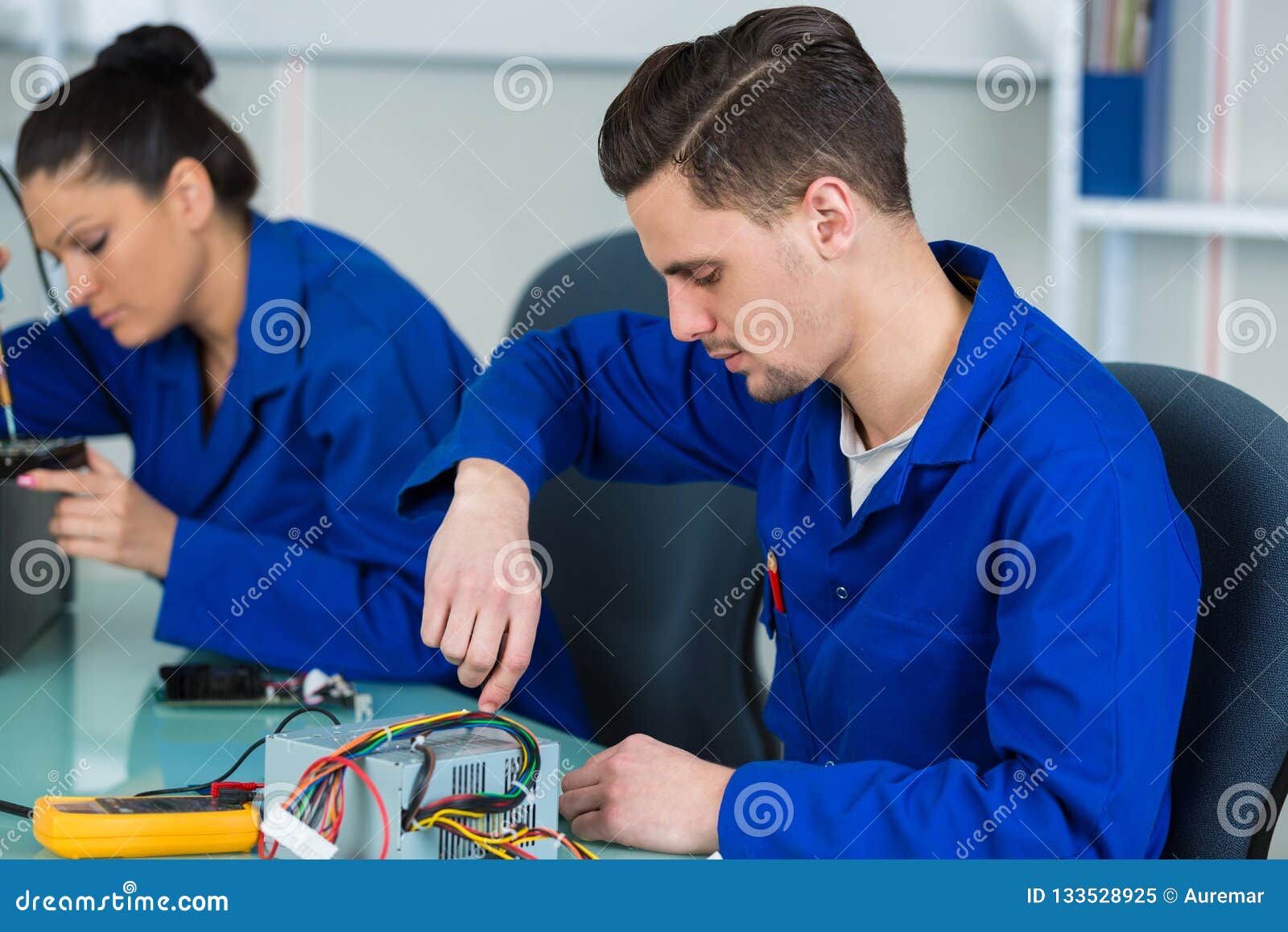 Two Electronic Students in Class Stock Image - Image of pupil, study ...