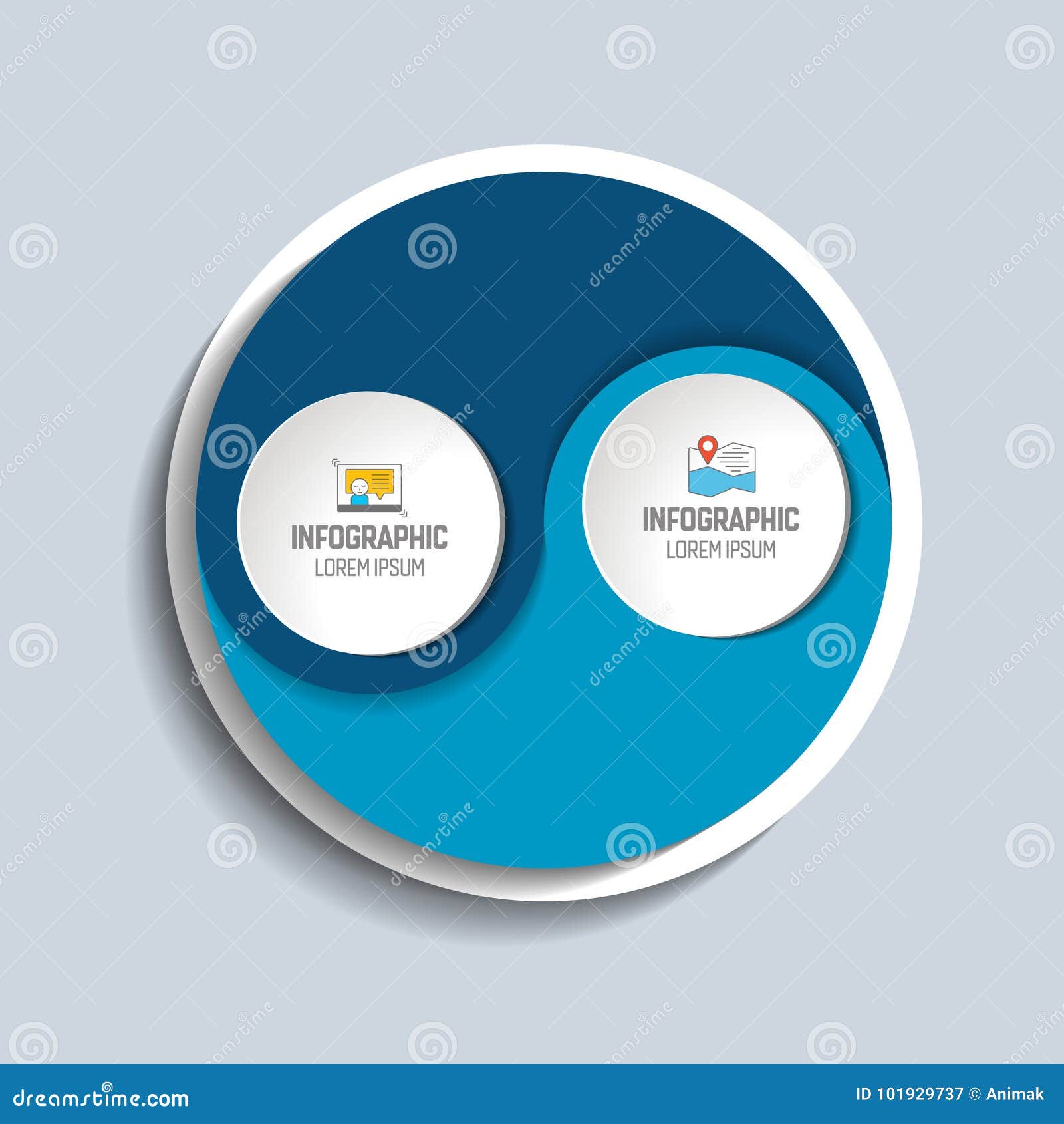 Two Element Circle Infographic Chart. Ying Yang Infographic Template ...