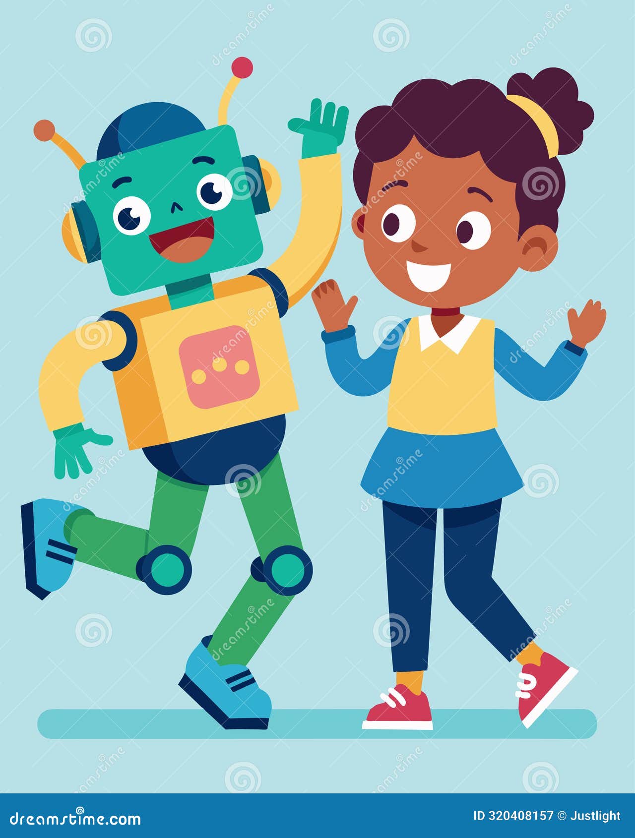 Two Elementary School Students Working Together To Program a Larger ...