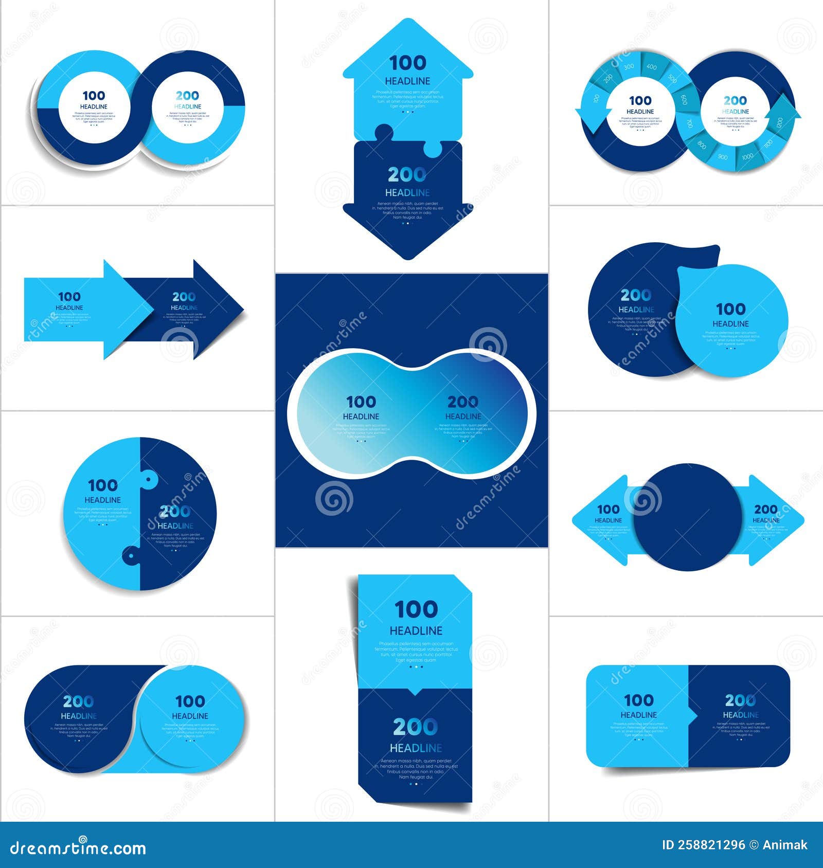 Two Elements Banner. 2 Steps Design, Chart, Infographic, Step by Step ...