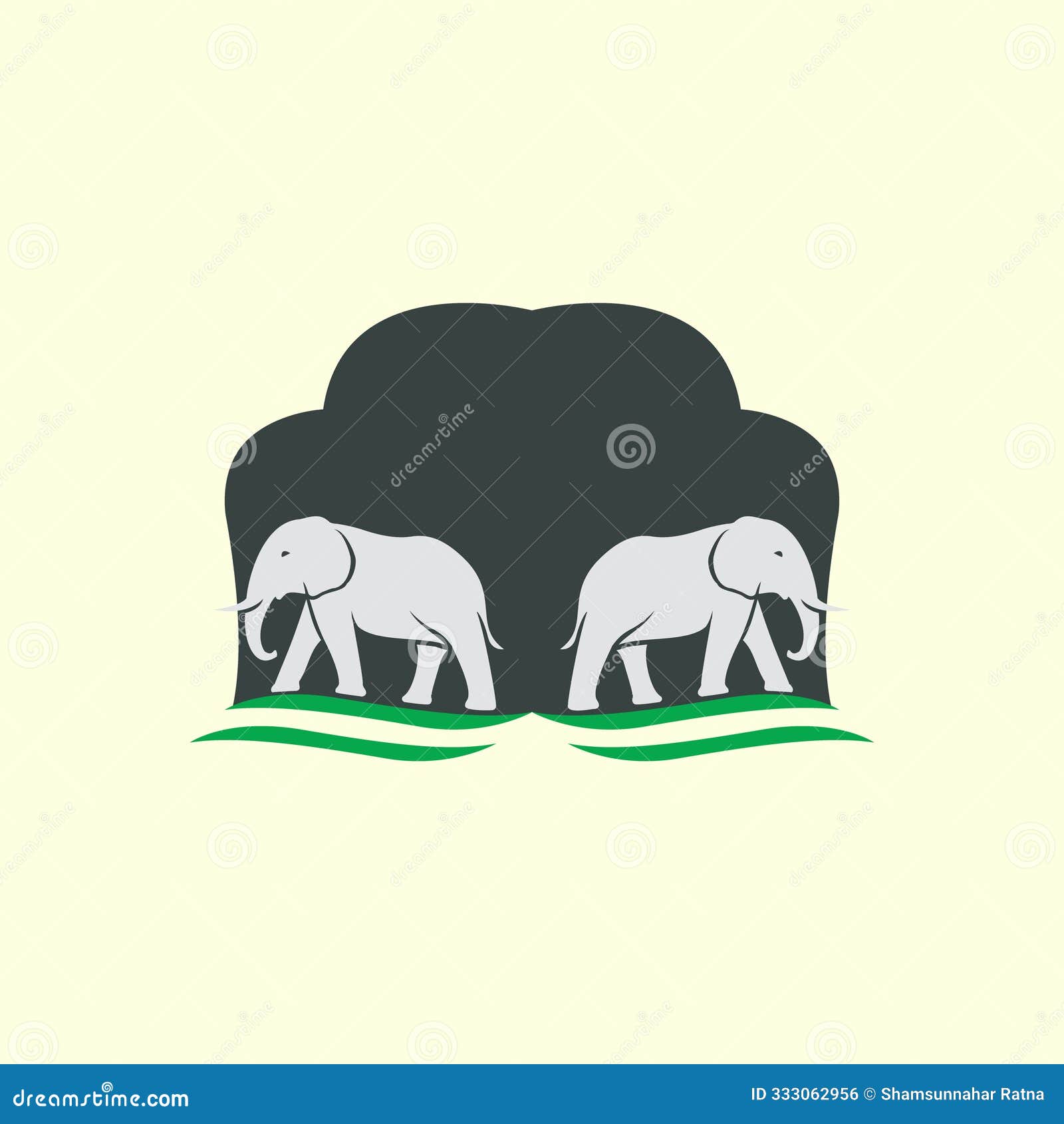 Two Elephant with Shield Badge or Logo Design Stock Illustration ...