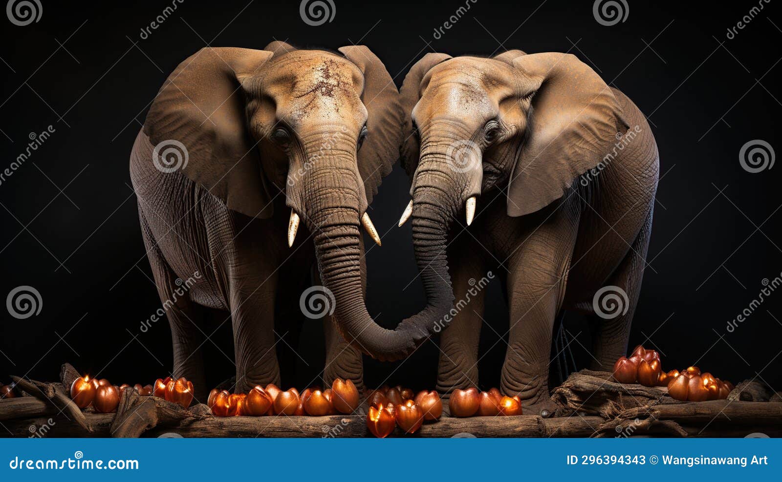 Two elephants in a frame stock illustration. Illustration of natural ...
