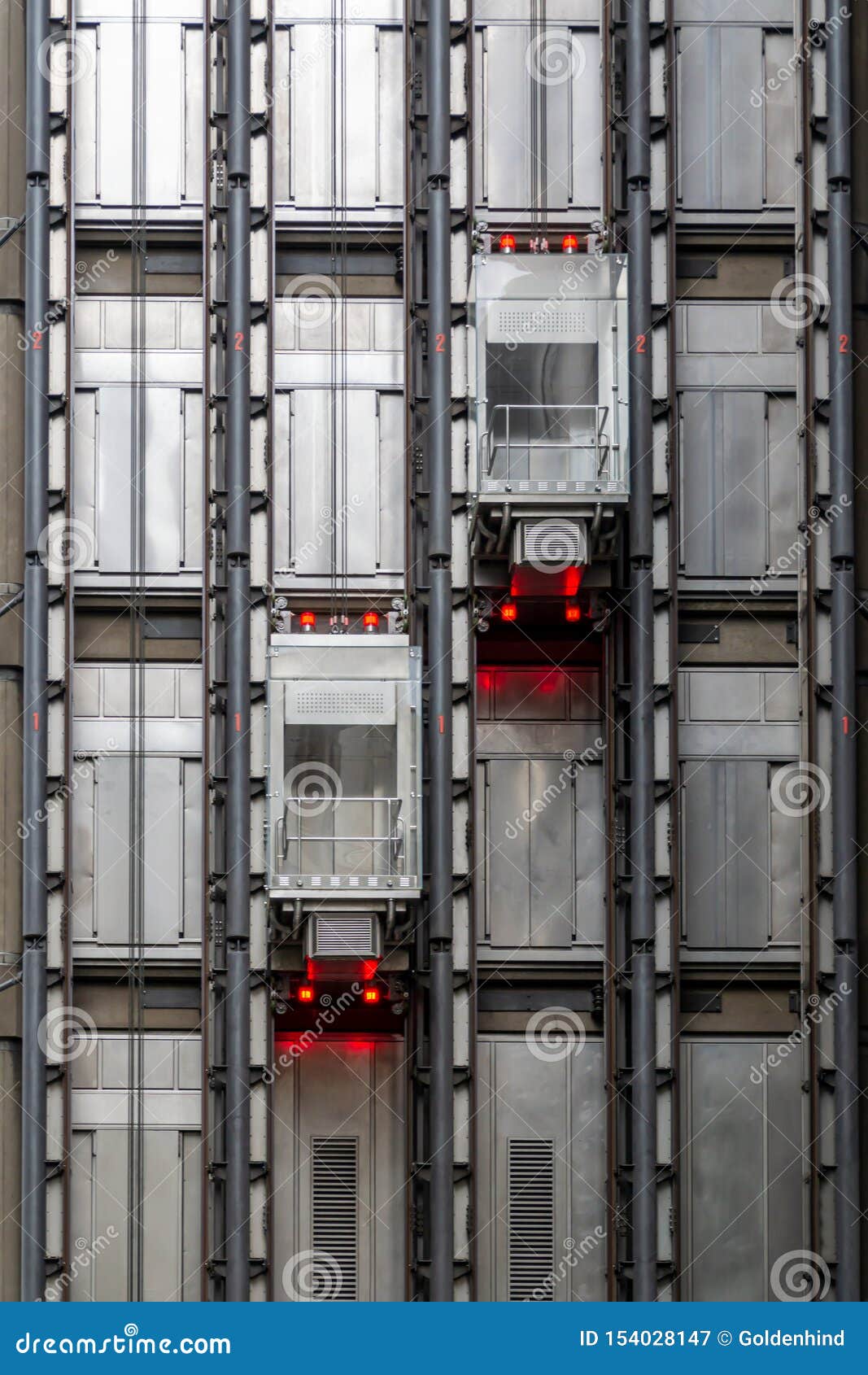Two Elevator Cabins in a Skyscraper Stock Image - Image of urban ...