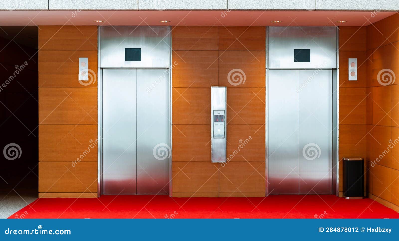 Two elevator doors stock photo. Image of direction, hall - 284878012