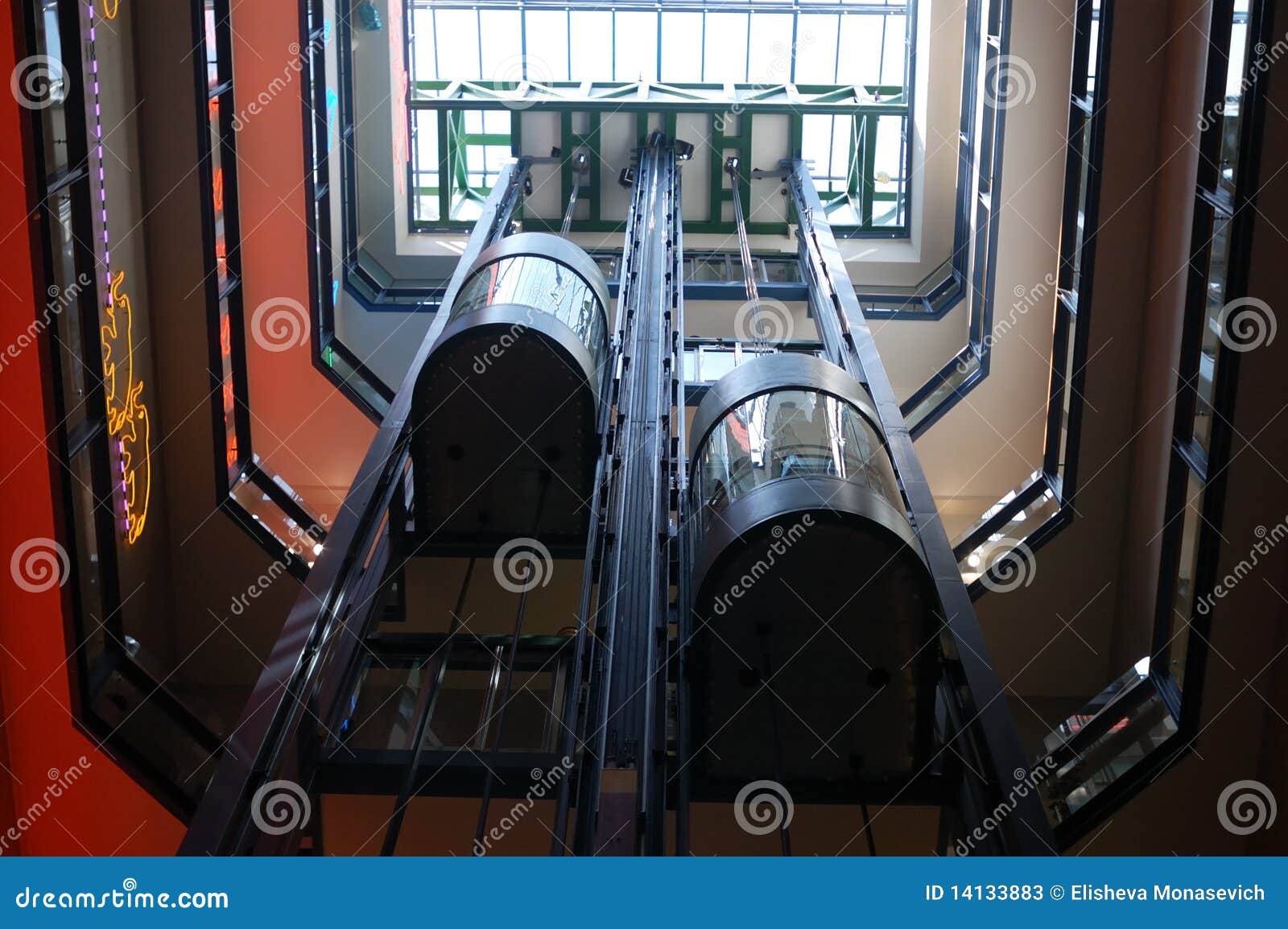 Two elevators stock image. Image of reflection, passenger - 14133883