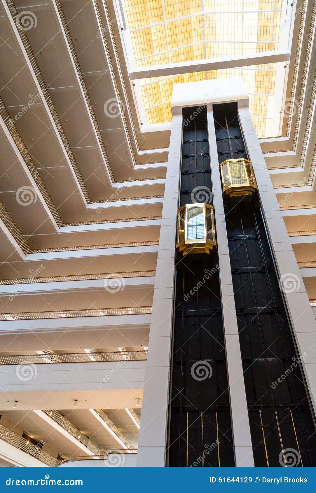 Atrium Lobby And Stairs In Modern Office Building, Vertical Stock ...