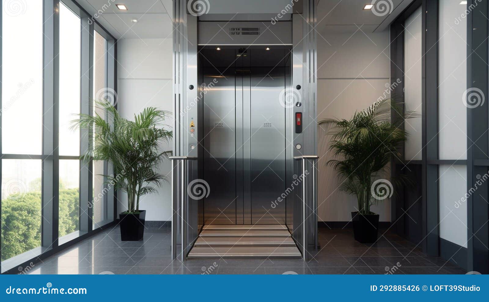 Two_elevators_in_a_modern_building_1695522521260_3 Stock Illustration ...