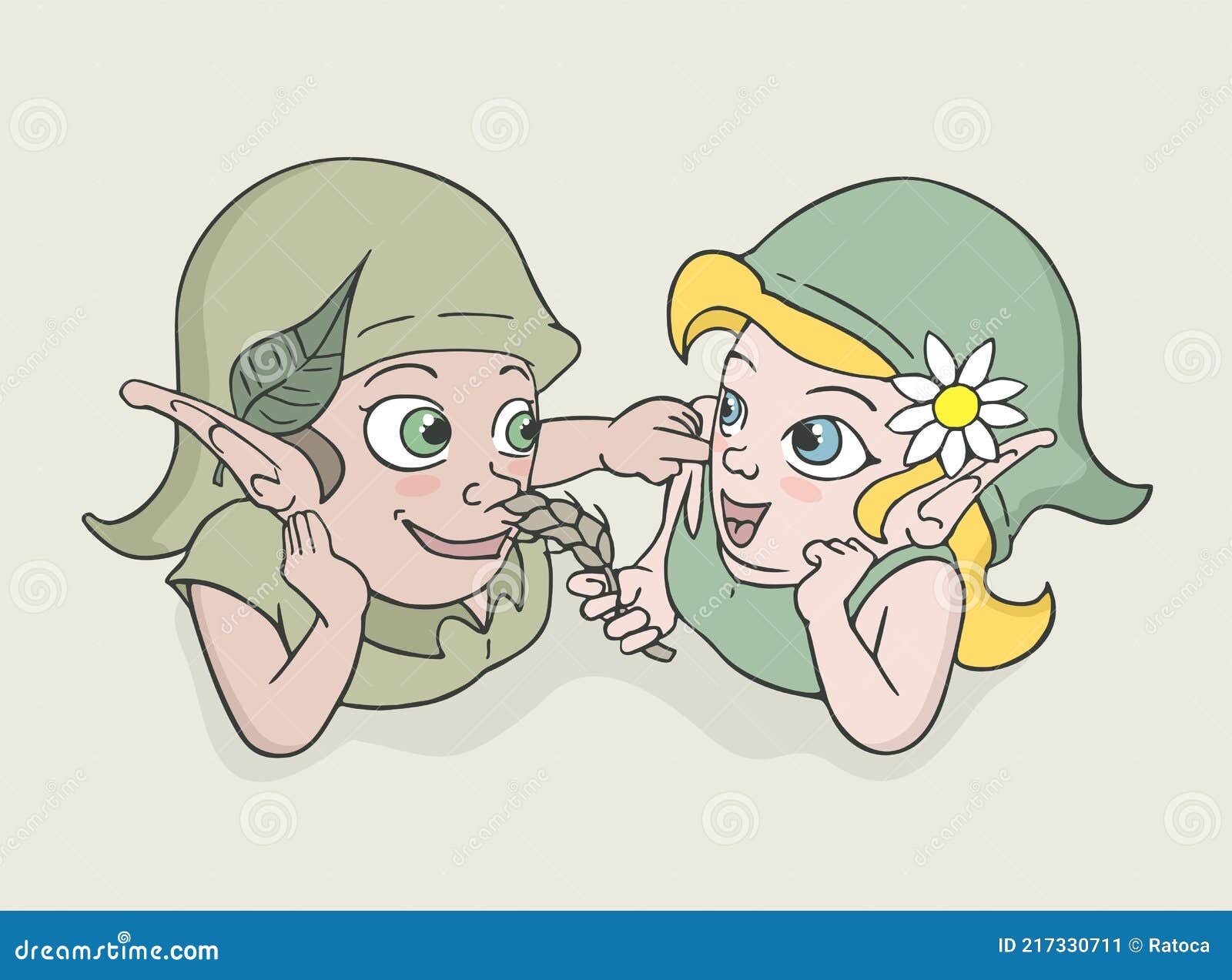 Two elves falling in love stock vector. Illustration of passion - 217330711
