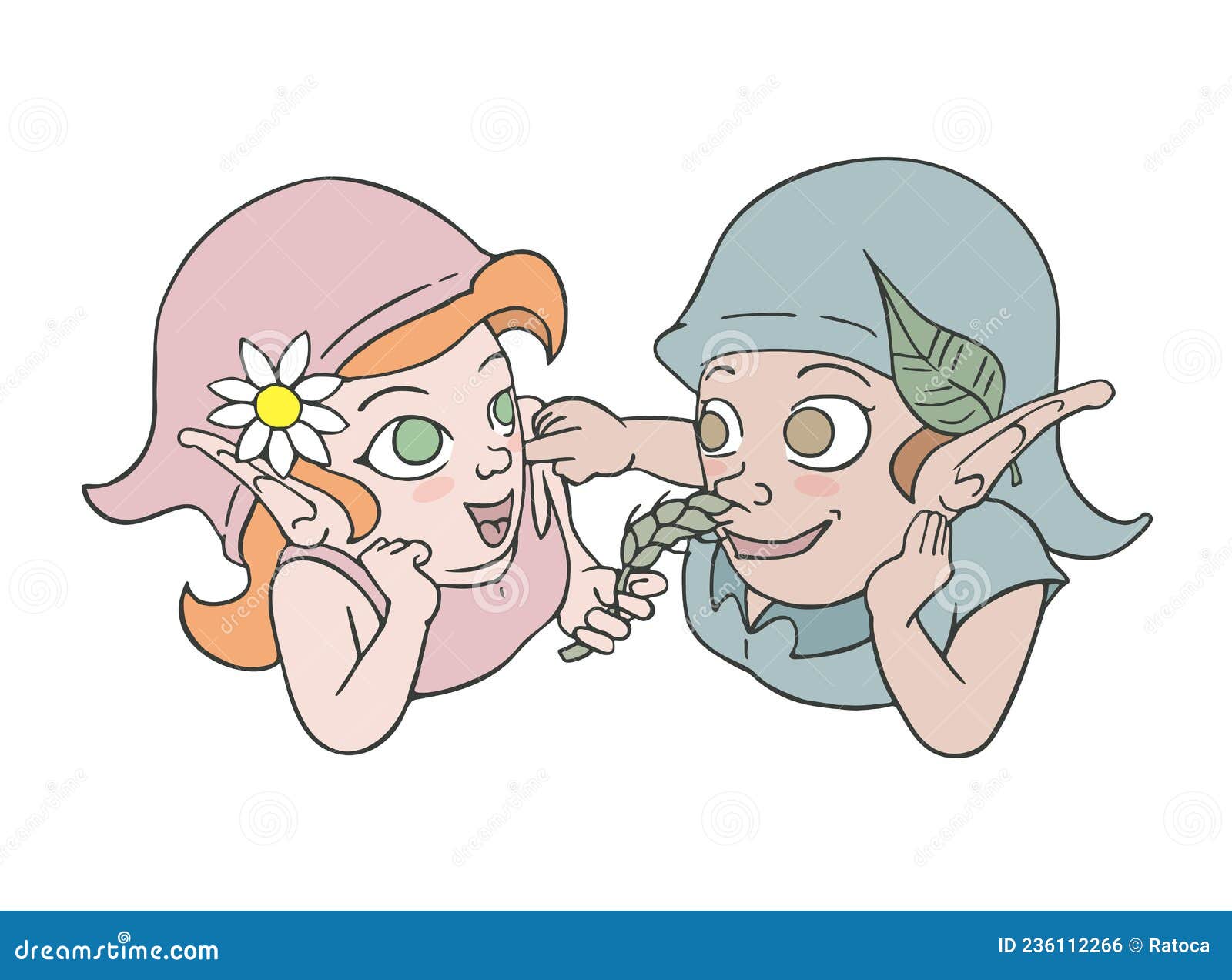 Two Elves Falling in Love Draw Stock Vector - Illustration of male ...