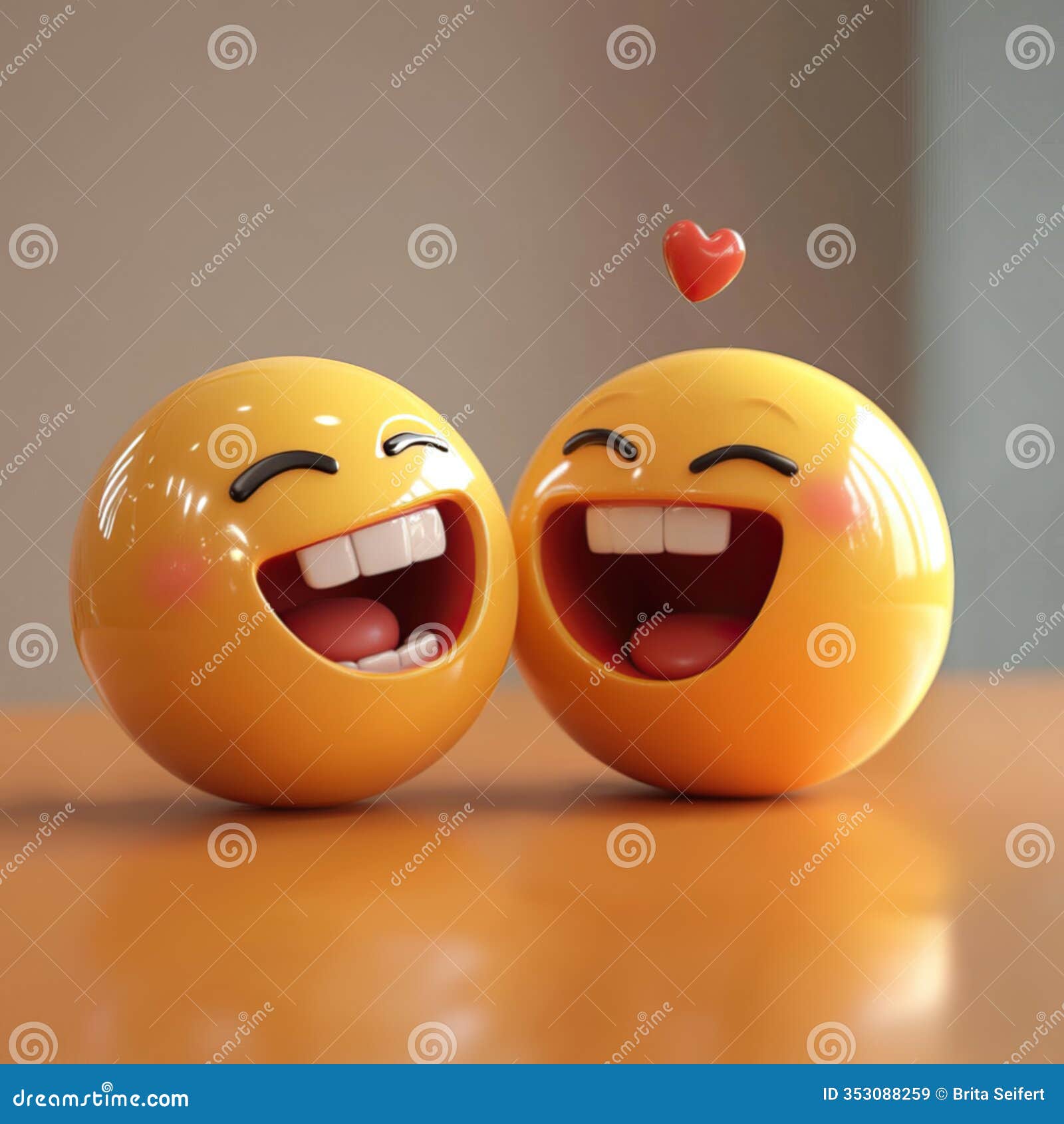Two Emojis Laughing, Happy and in Love Stock Illustration ...