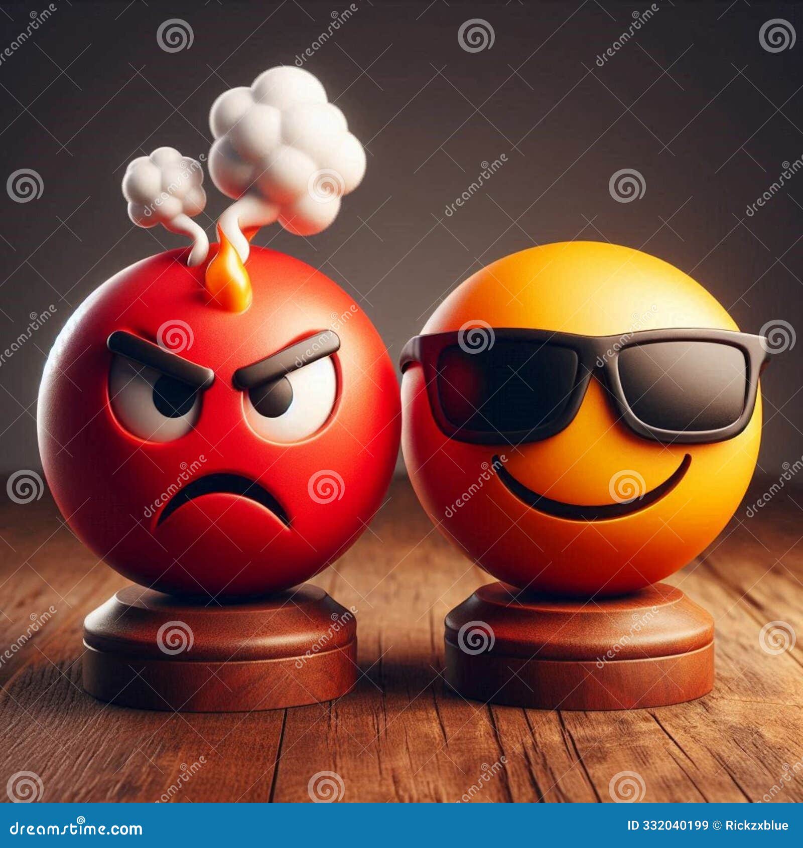 Two Emojis, One Stressed and the Other Happy, Wearing Sunglasses ...