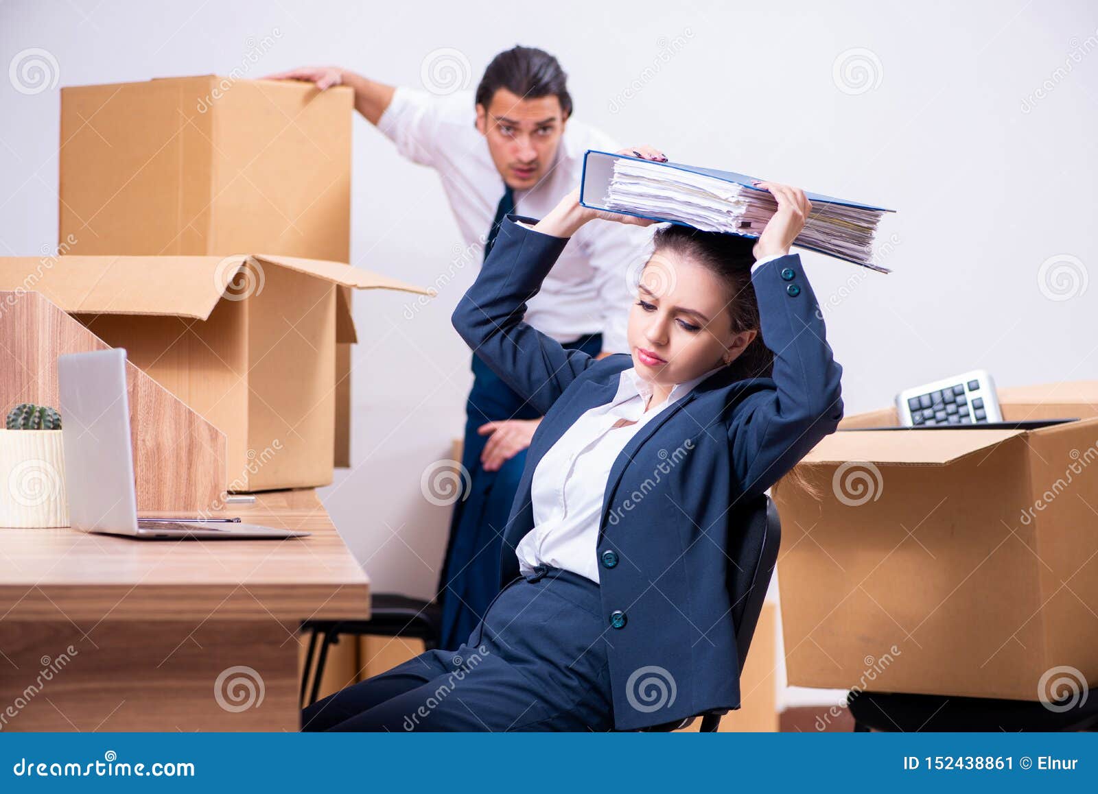 Two Employees Being Fired from Their Work Stock Image - Image of boxes ...