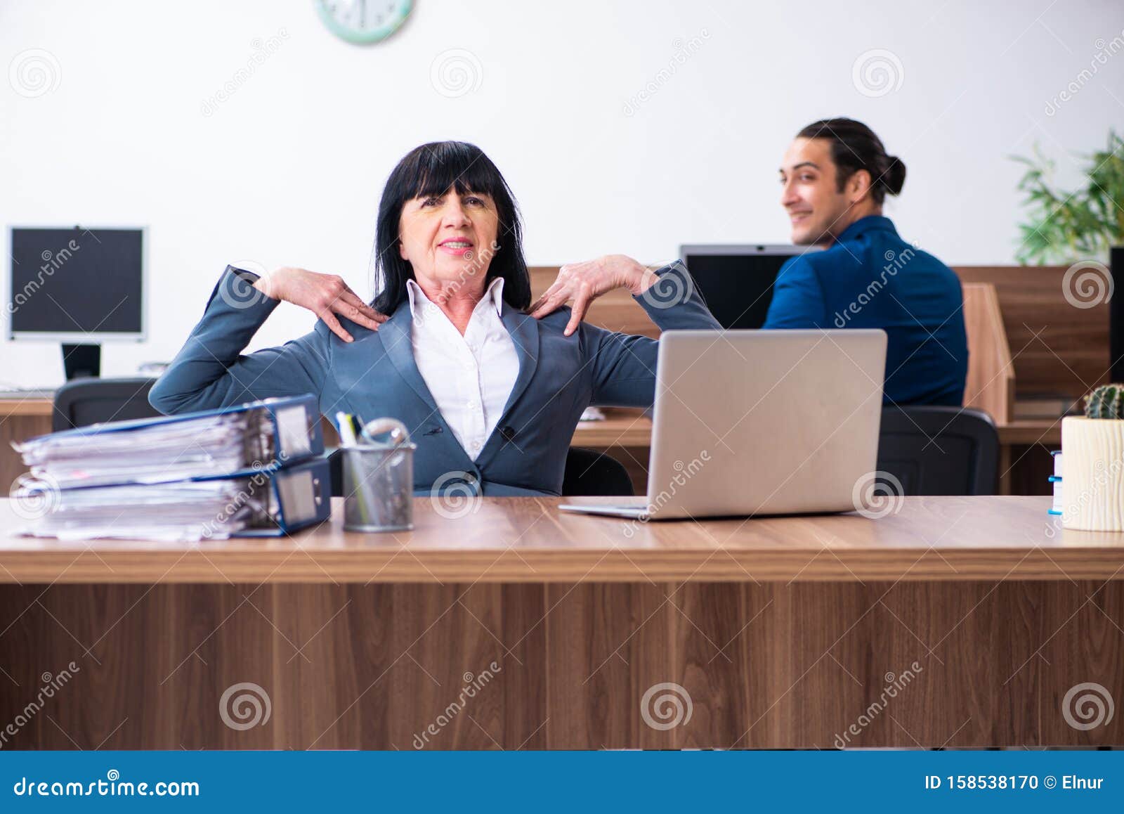 Two Employees Doing Sport Exercises in the Office Stock Photo - Image ...