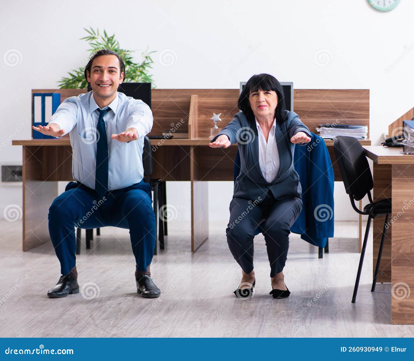 Two Employees Doing Sport Exercises in the Office Stock Image - Image ...