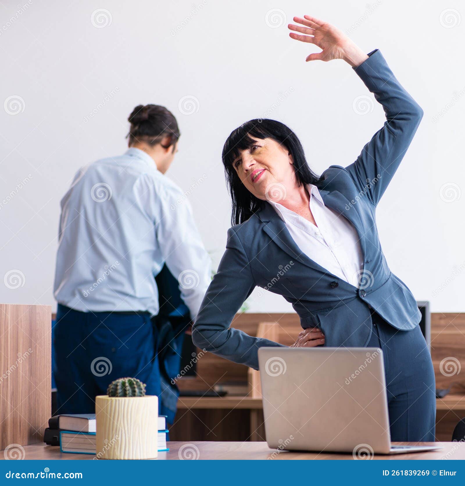 Two Employees Doing Sport Exercises in the Office Stock Image - Image ...