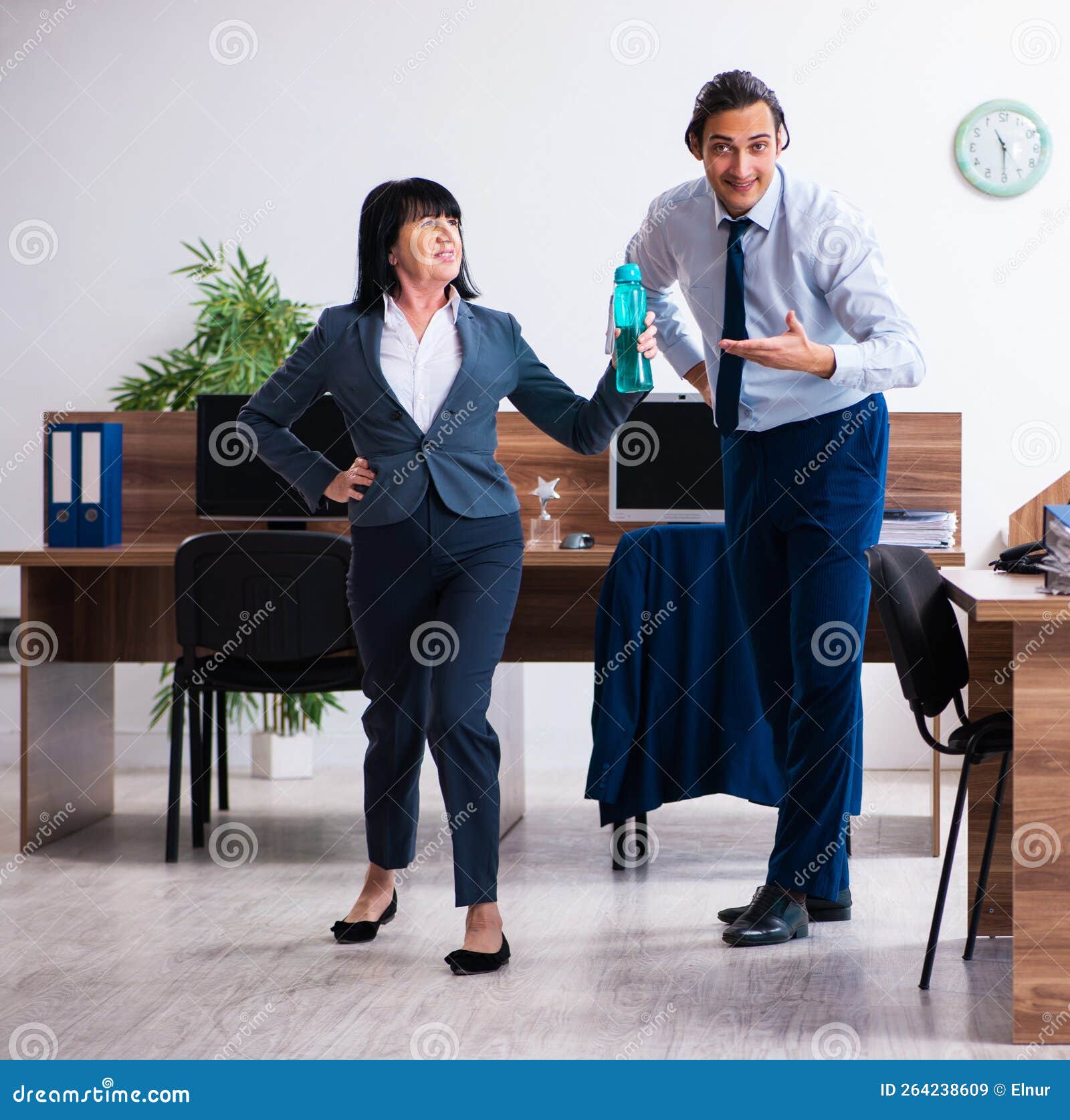 Two Employees Doing Sport Exercises in the Office Stock Image - Image ...