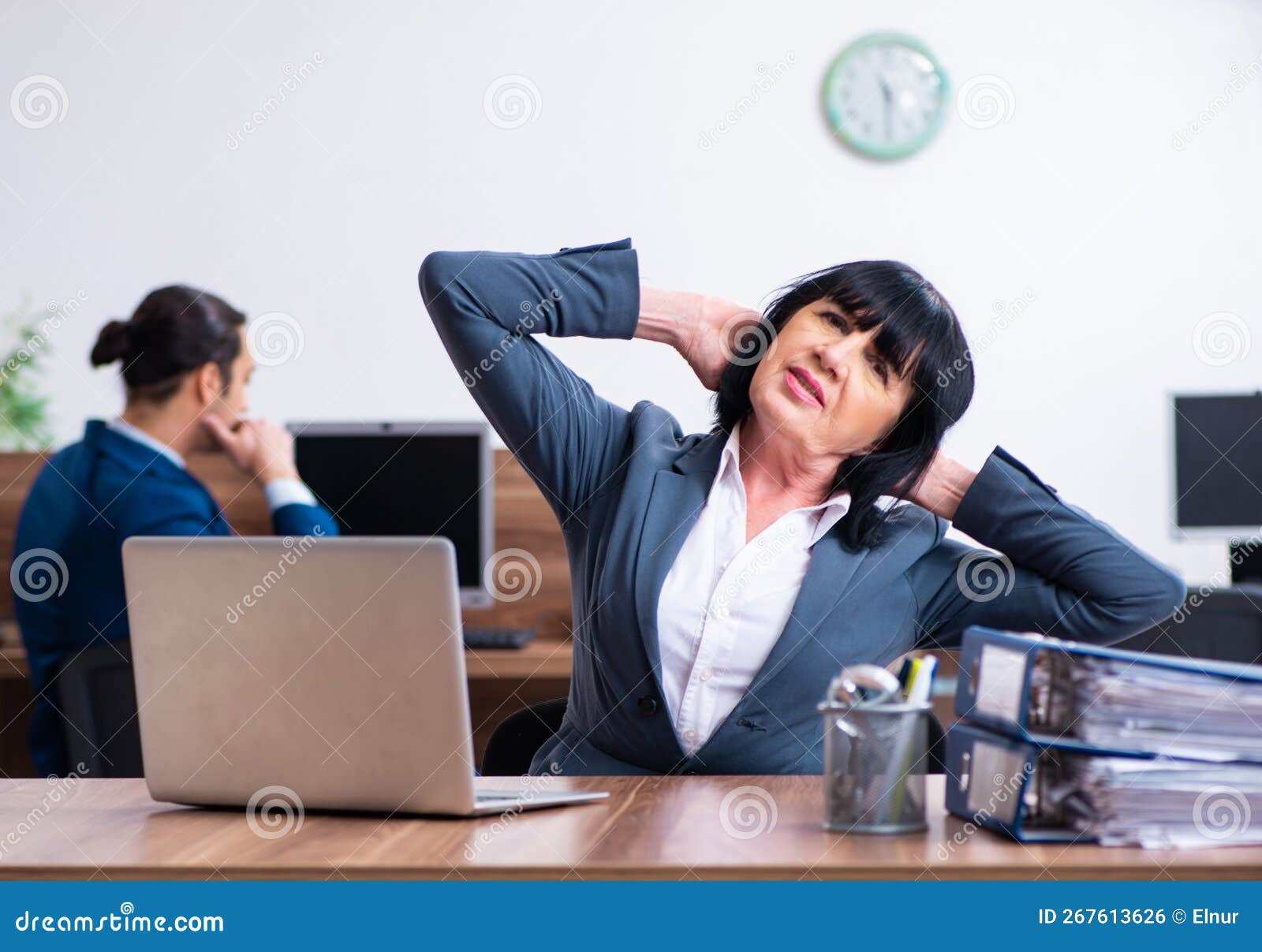 Two Employees Doing Sport Exercises in the Office Stock Photo - Image ...