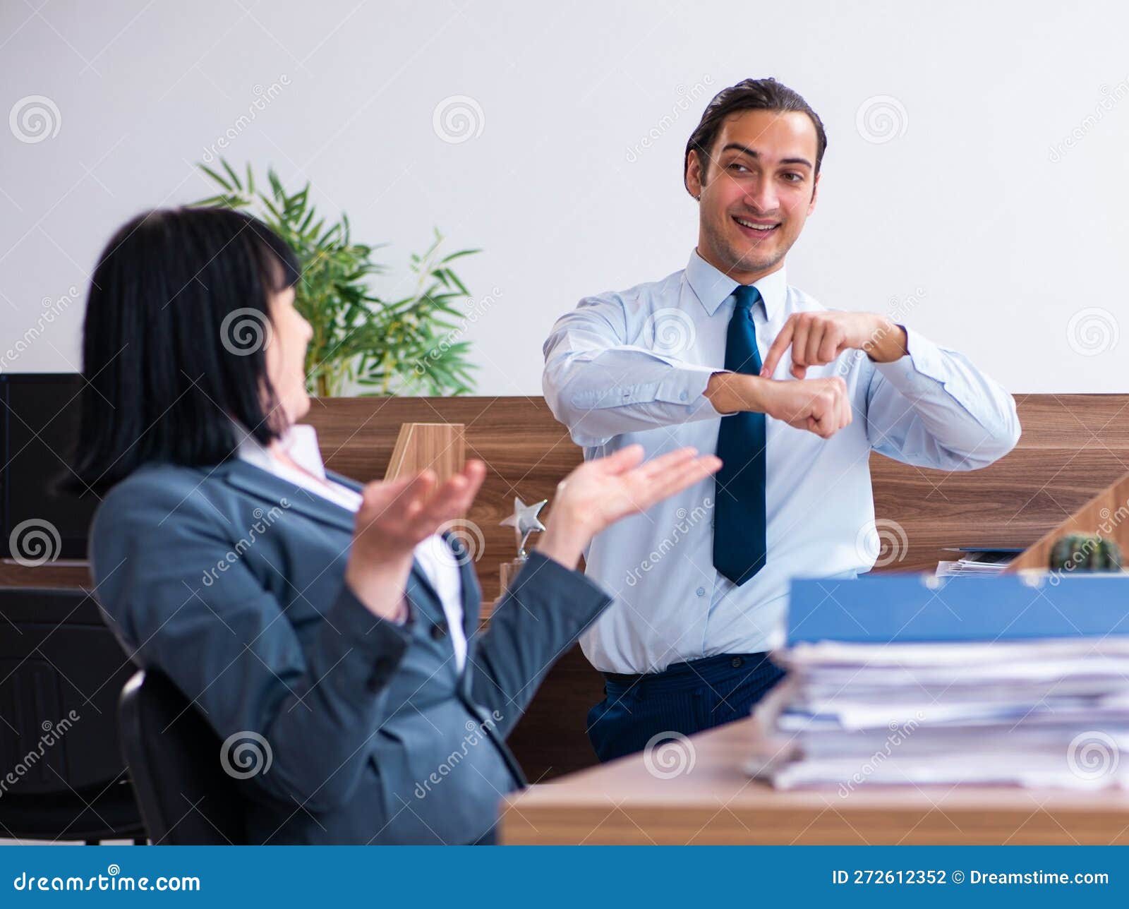 Two Employees Doing Sport Exercises in the Office Stock Photo - Image ...