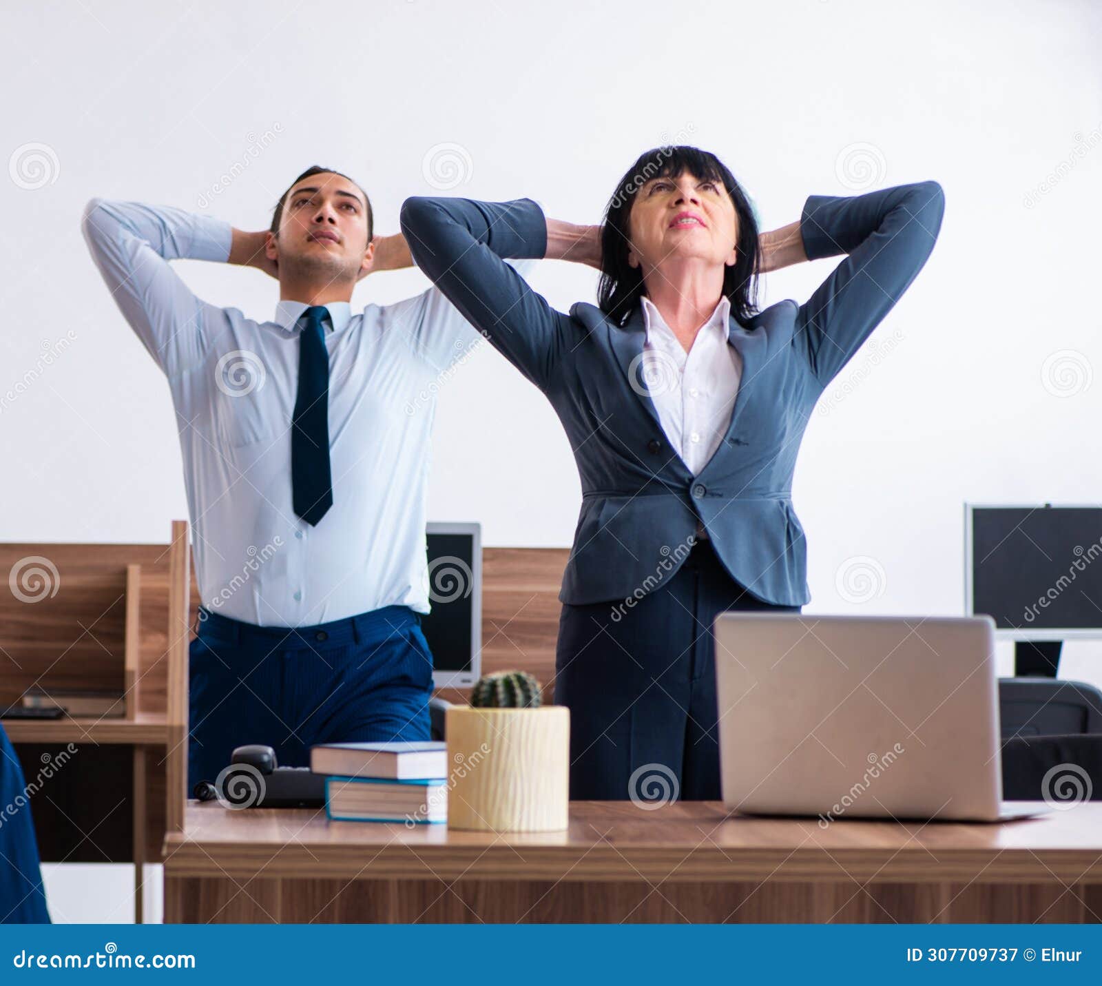 Two Employees Doing Sport Exercises in the Office Stock Image - Image ...