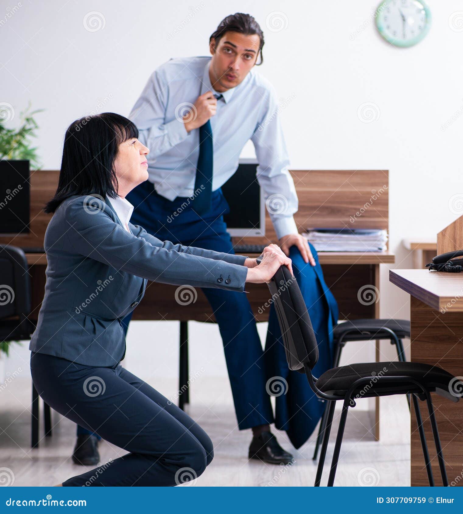 Two Employees Doing Sport Exercises in the Office Stock Image - Image ...