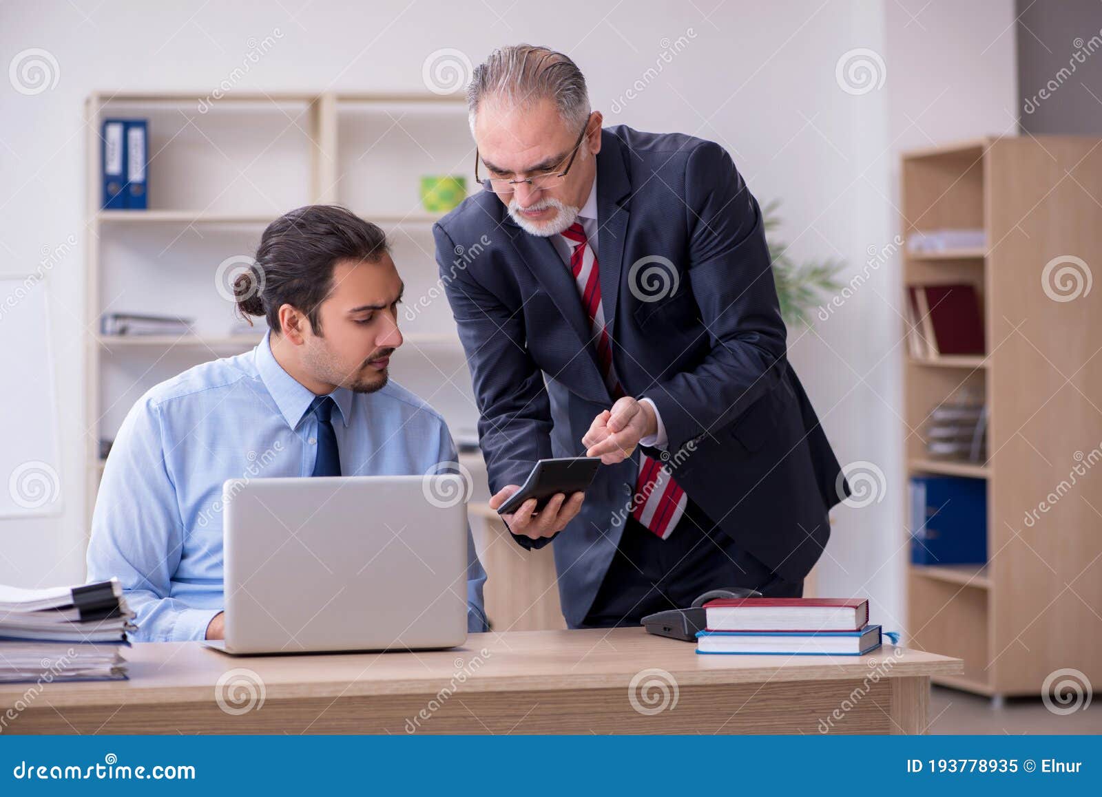 Two Employees in the Office Stock Image - Image of boss, computer ...