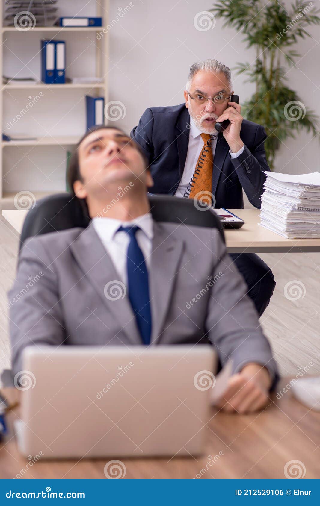 Two Employees Sitting at Workplace Stock Photo - Image of colleagues ...