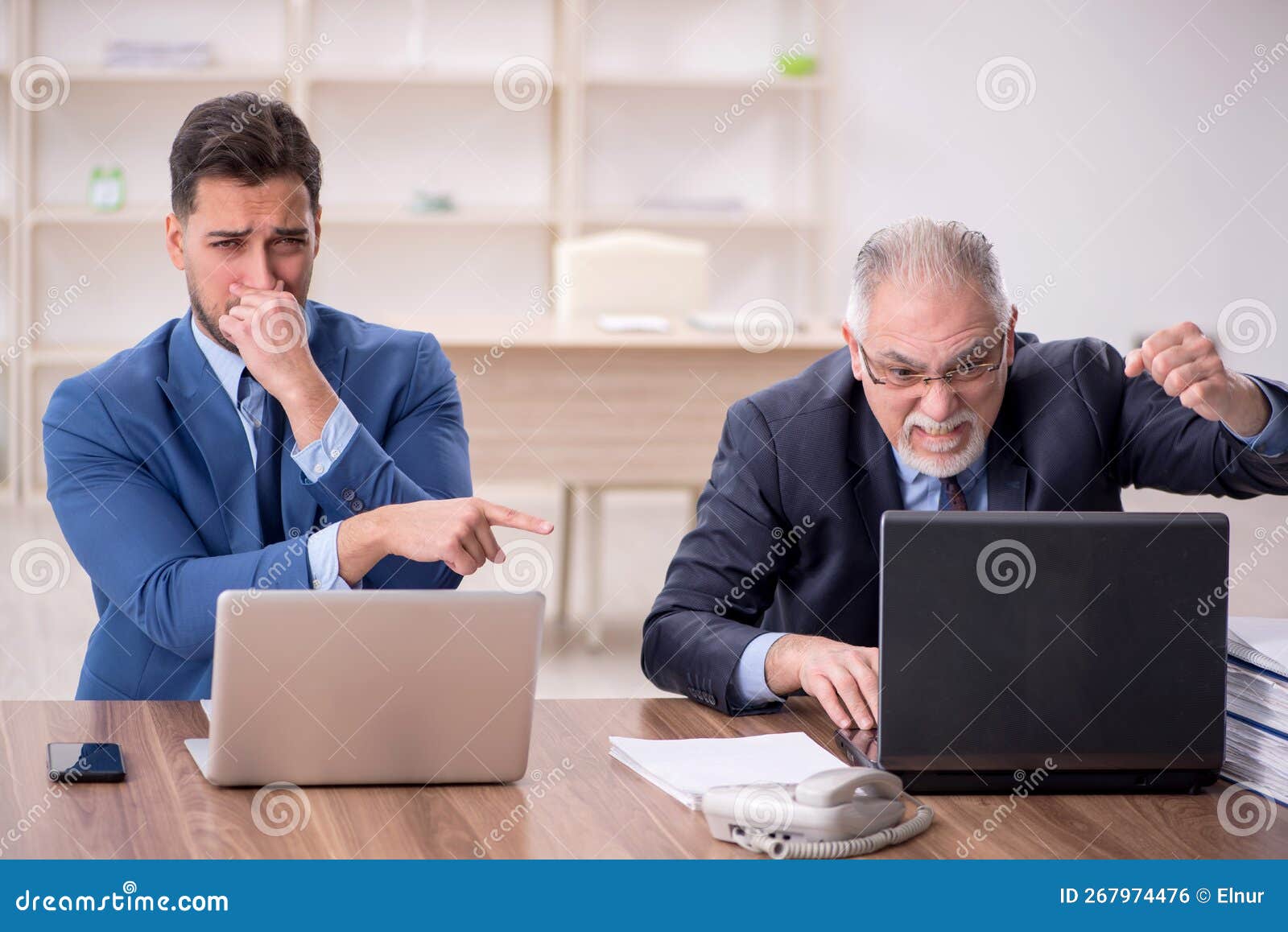 Two Male Employees Working in the Office Stock Photo - Image of ...