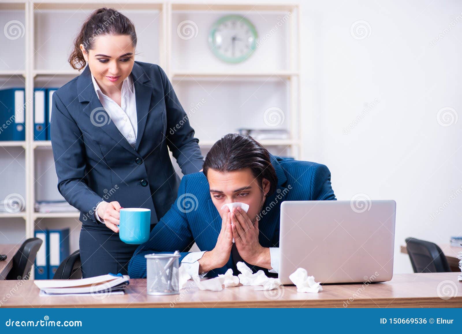 The Two Employees Suffering at Workplace Stock Photo - Image of office ...