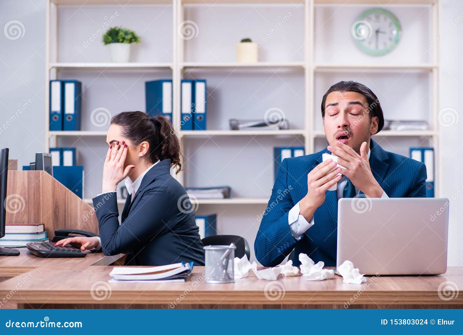 Two Employees Suffering at Workplace Stock Photo - Image of partner ...