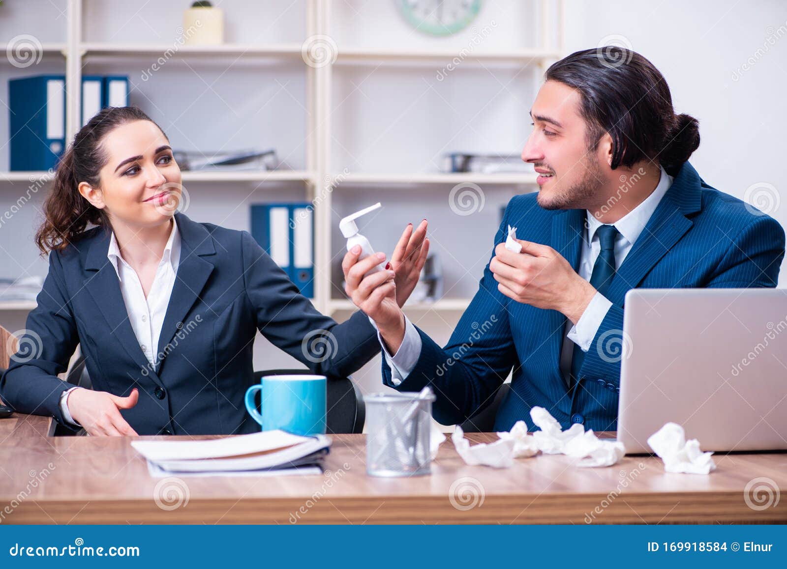 Two Employees Suffering at Workplace Stock Photo - Image of business ...