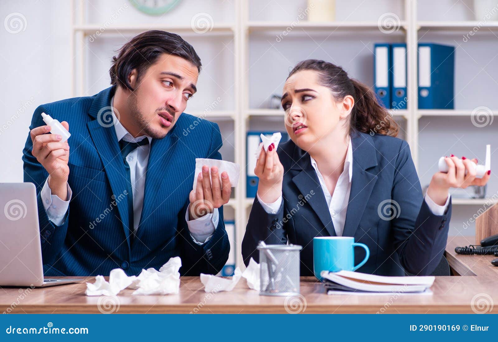 Two Employees Suffering at Workplace Stock Image - Image of businessman ...
