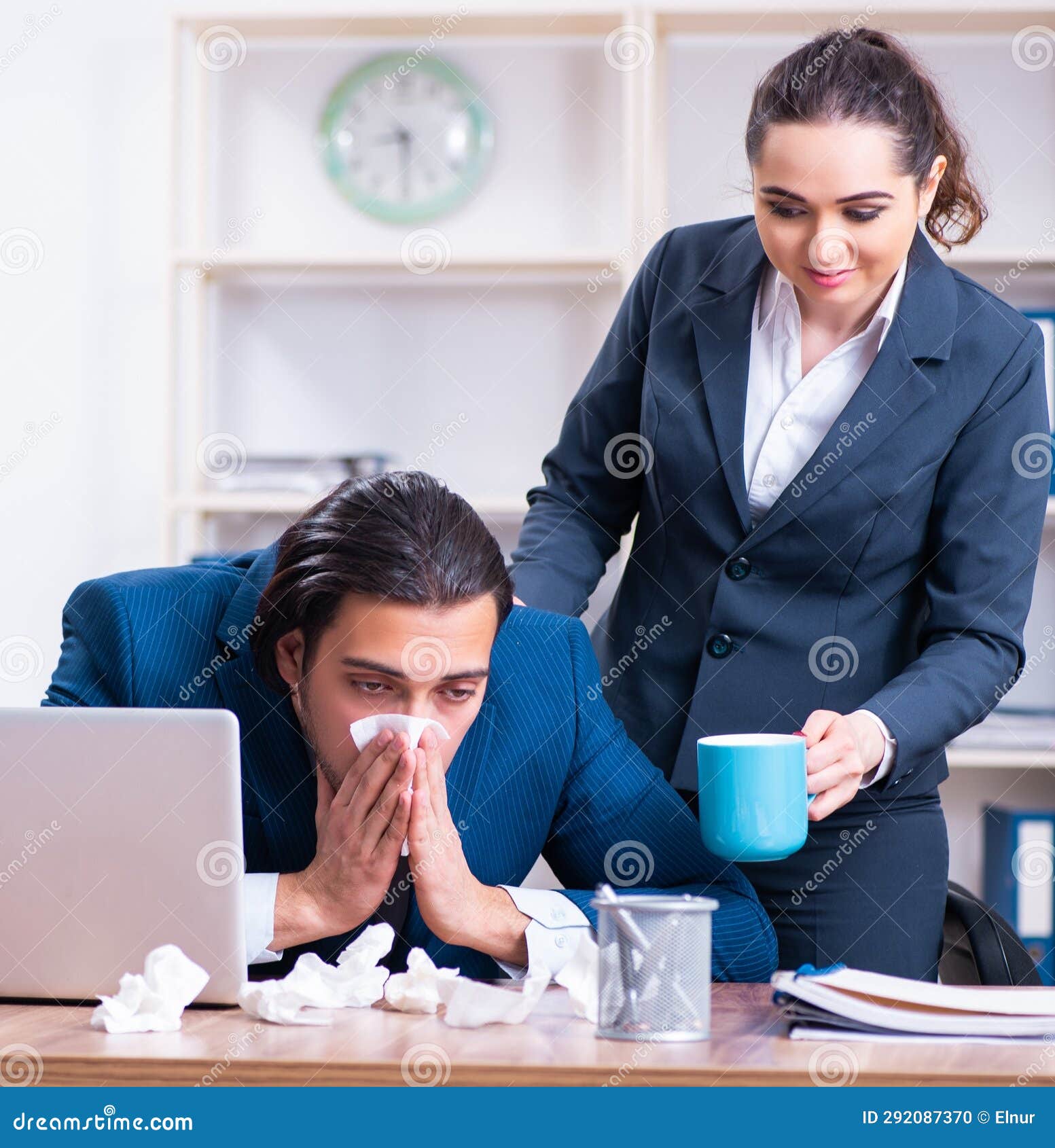 Two Employees Suffering at Workplace Stock Photo - Image of company ...