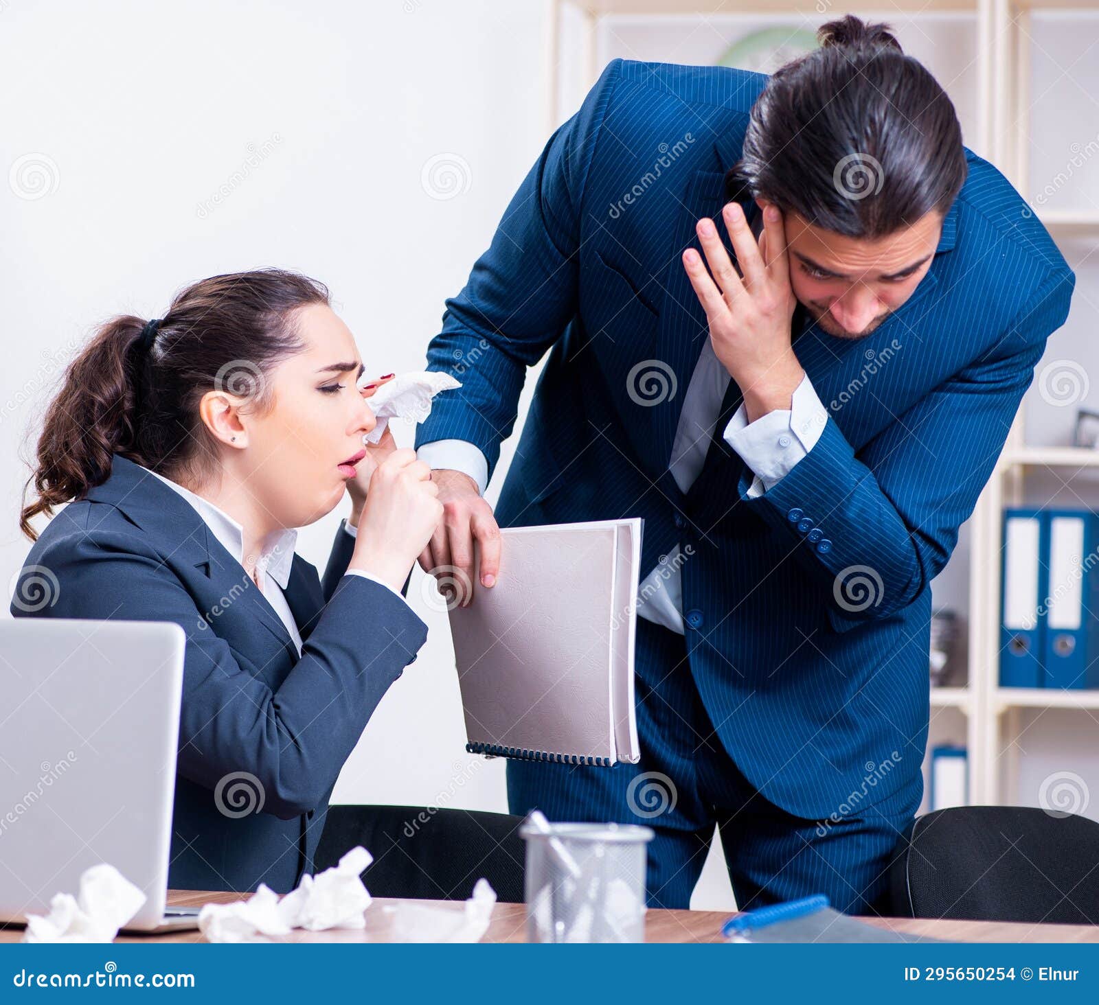 Two Employees Suffering at Workplace Stock Photo - Image of partner ...