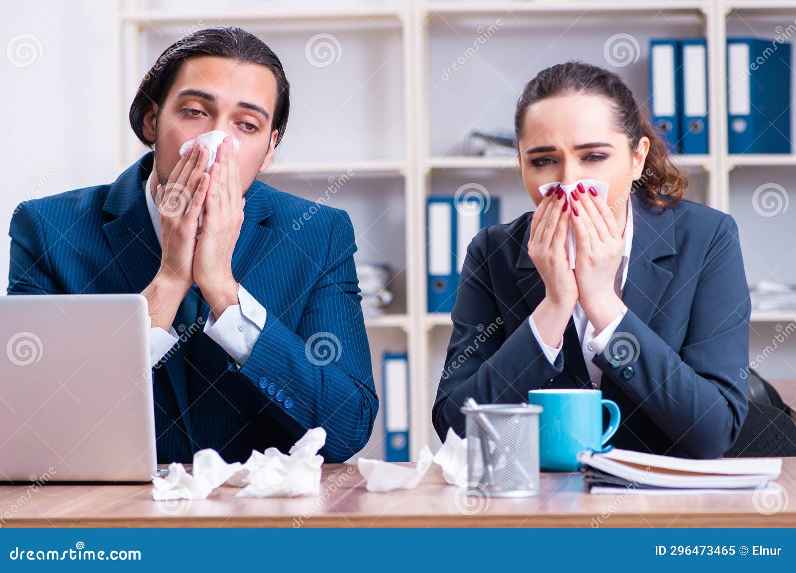 Two Employees Suffering at Workplace Stock Image - Image of businessman ...