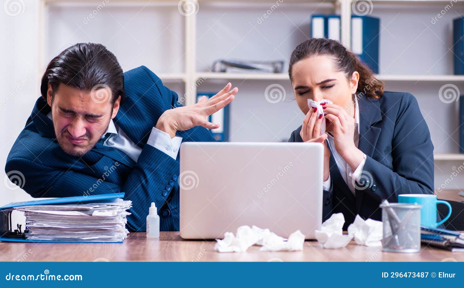 Two Employees Suffering at Workplace Stock Image - Image of prevention ...