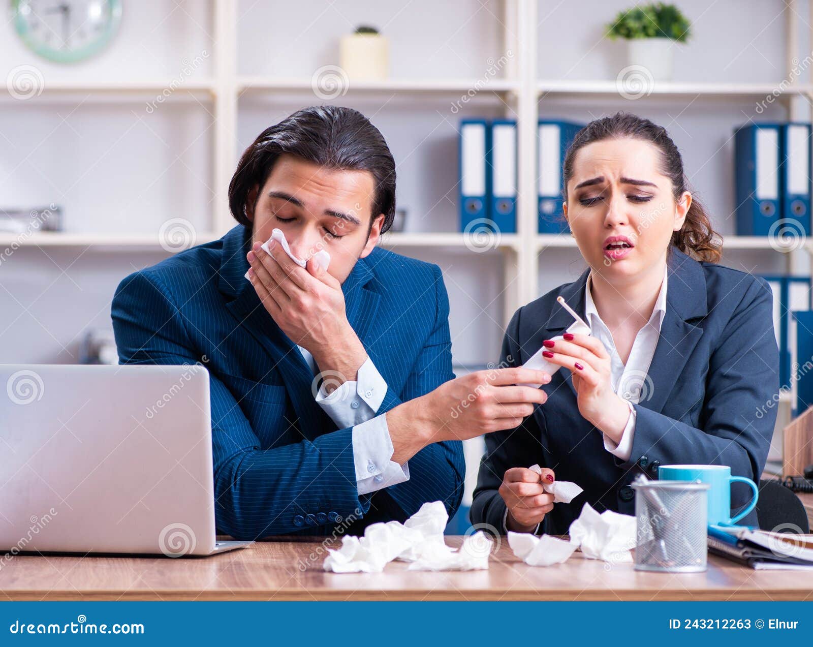 Two Employees Suffering at Workplace Stock Image - Image of pandemic ...