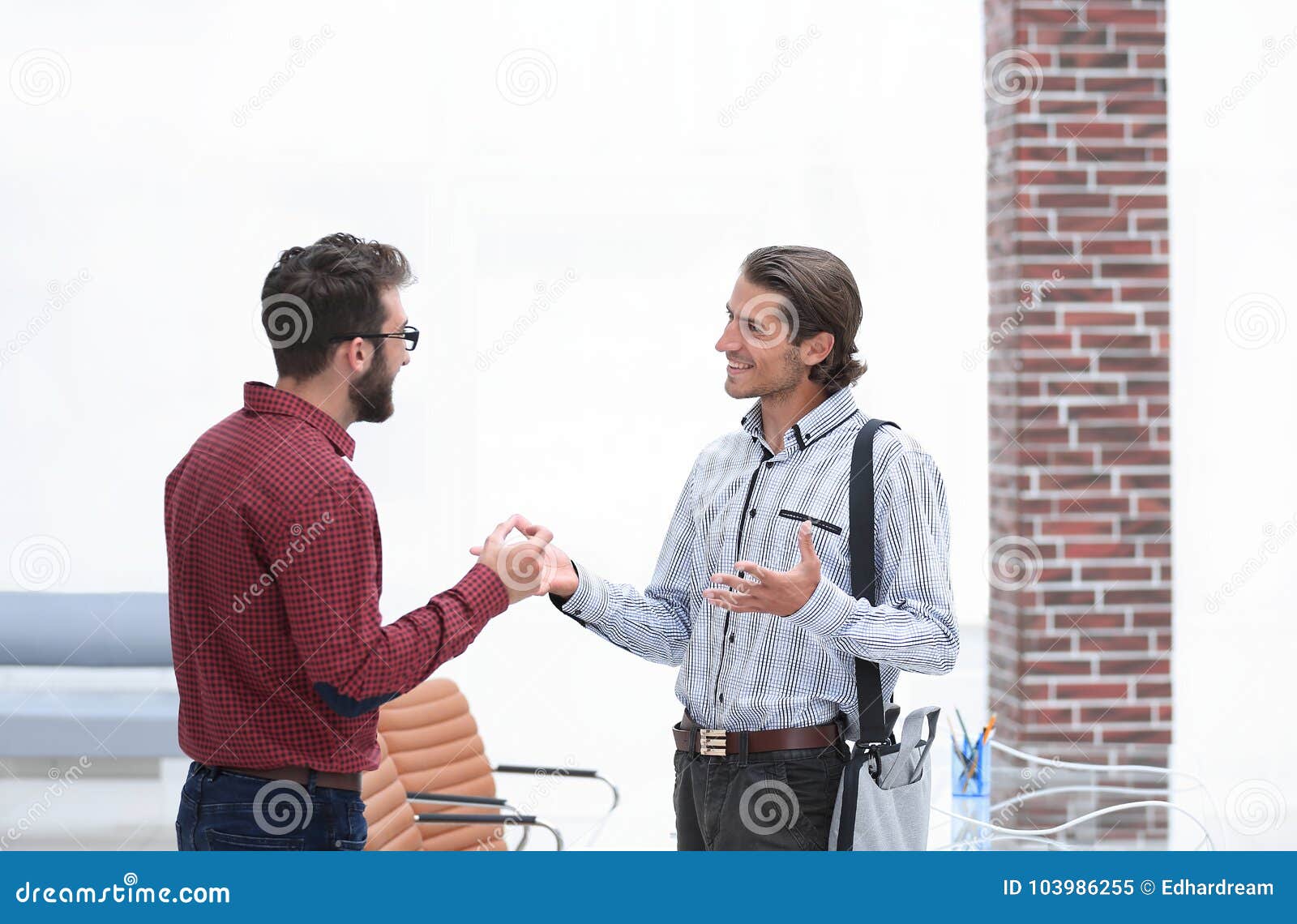 Two Employees are Talking in the Office Stock Image - Image of ...