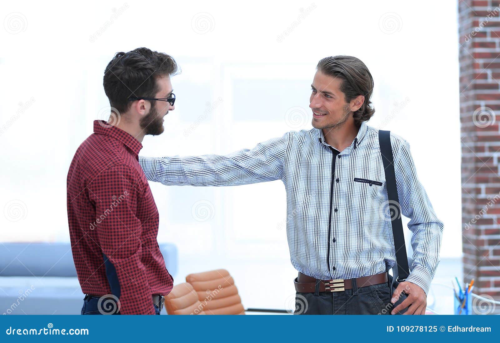Two Employees are Talking in the Office Stock Image - Image of modern ...