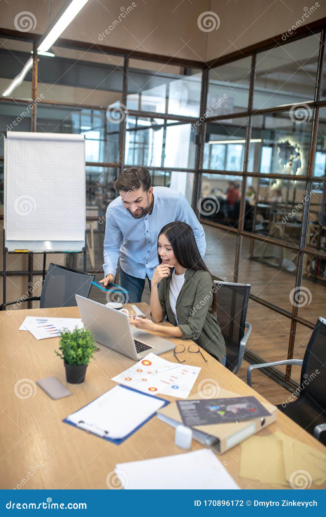 Two Employees Working on a New Project Stock Photo - Image of idea ...