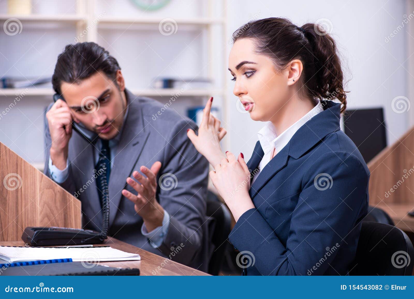 Two Employees Working in the Office Stock Photo - Image of discussing ...
