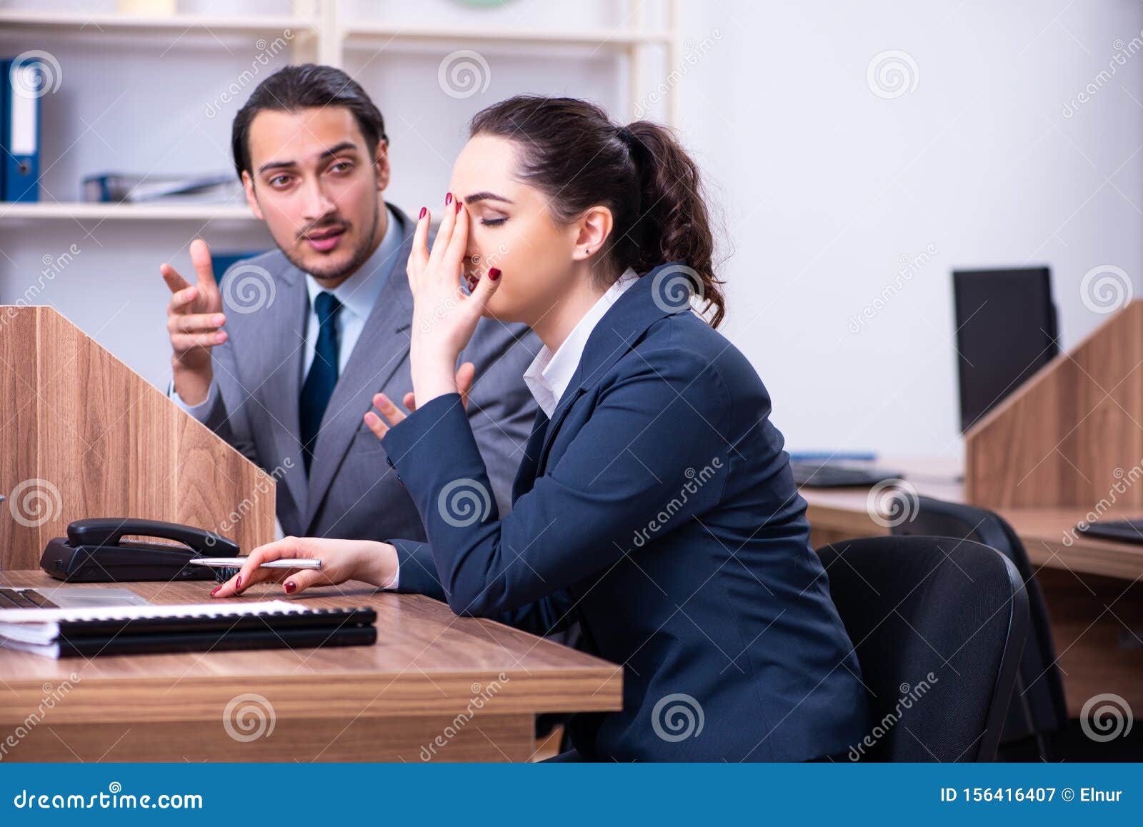 Two Employees Working in the Office Stock Image - Image of partnership ...