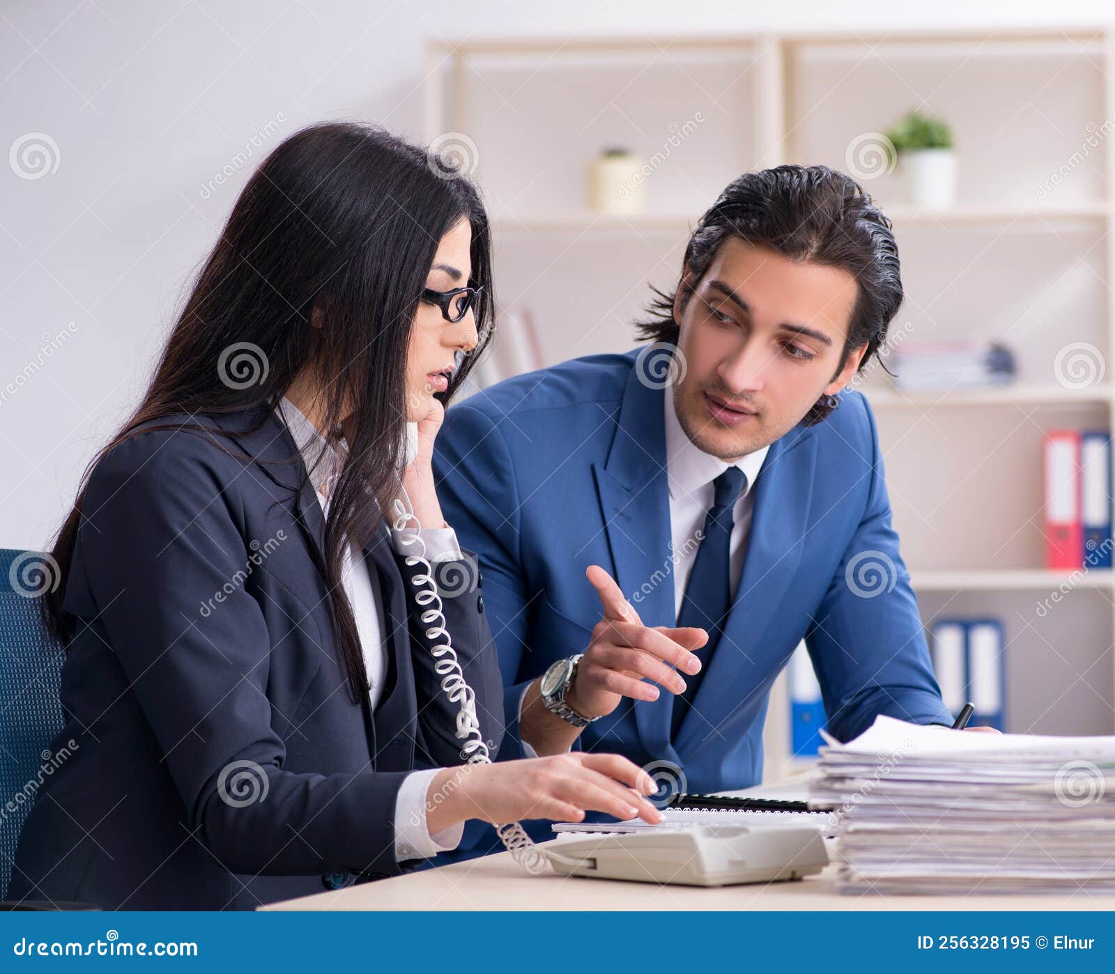 Two Employees Working in the Office Stock Image - Image of busy ...