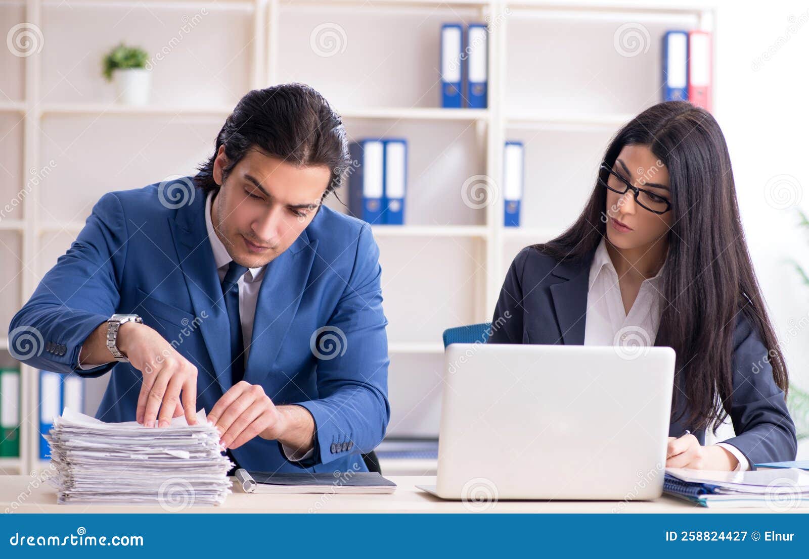 Two Employees Working in the Office Stock Image - Image of assistant ...