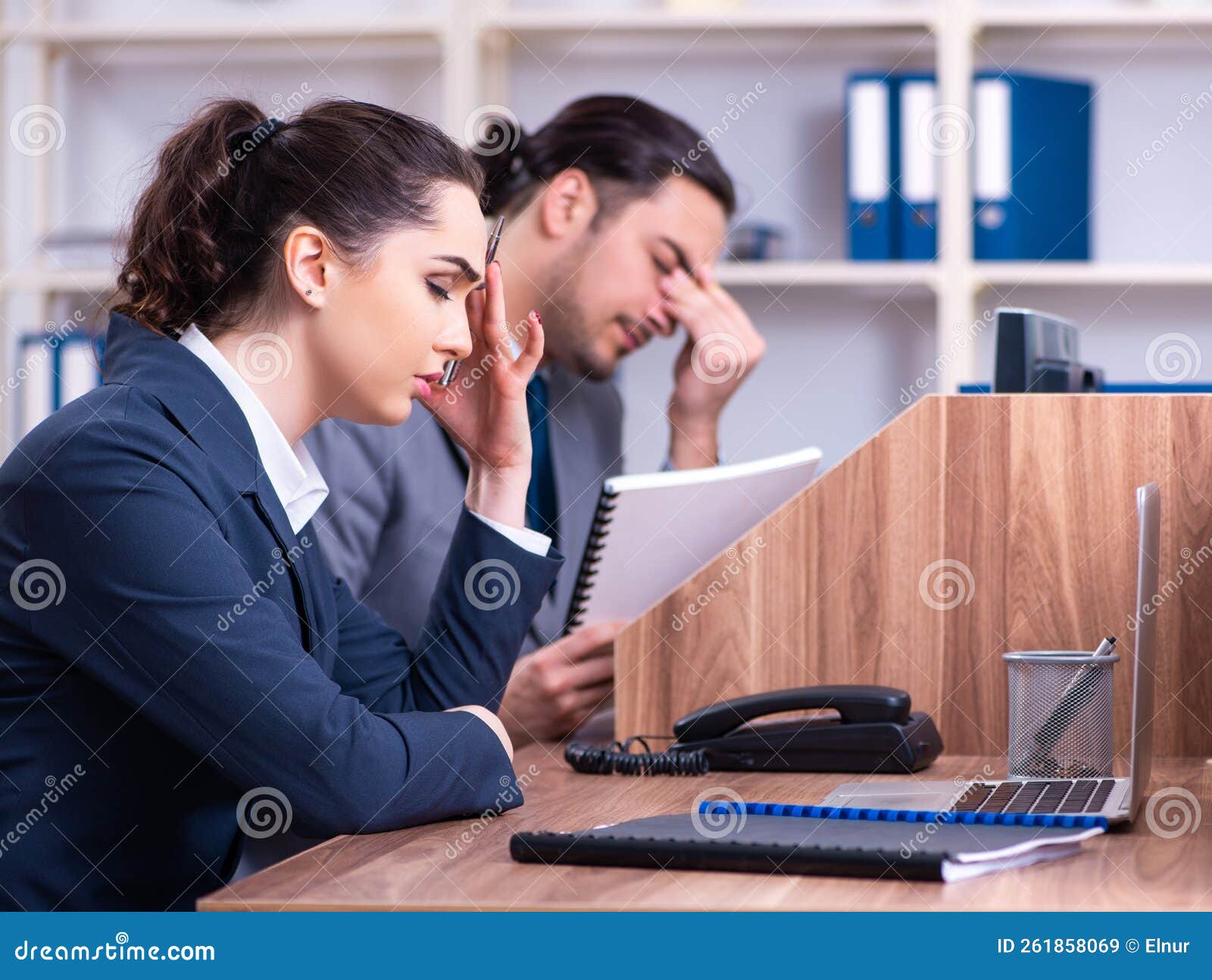 Two Employees Working in the Office Stock Image - Image of environment ...