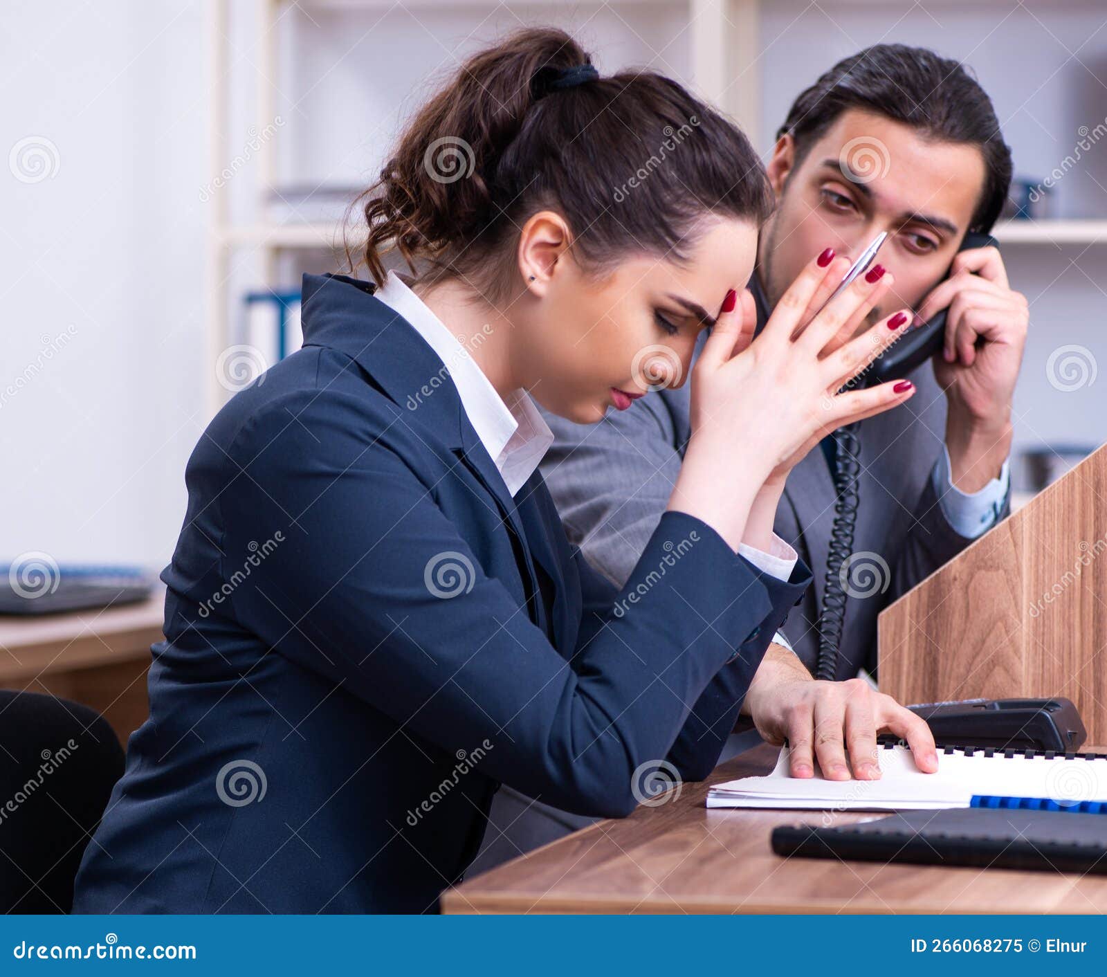 Two Employees Working in the Office Stock Image - Image of ...