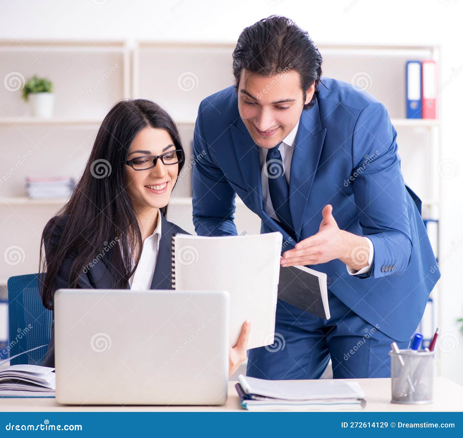 Two Employees Working in the Office Stock Image - Image of boss, paper ...