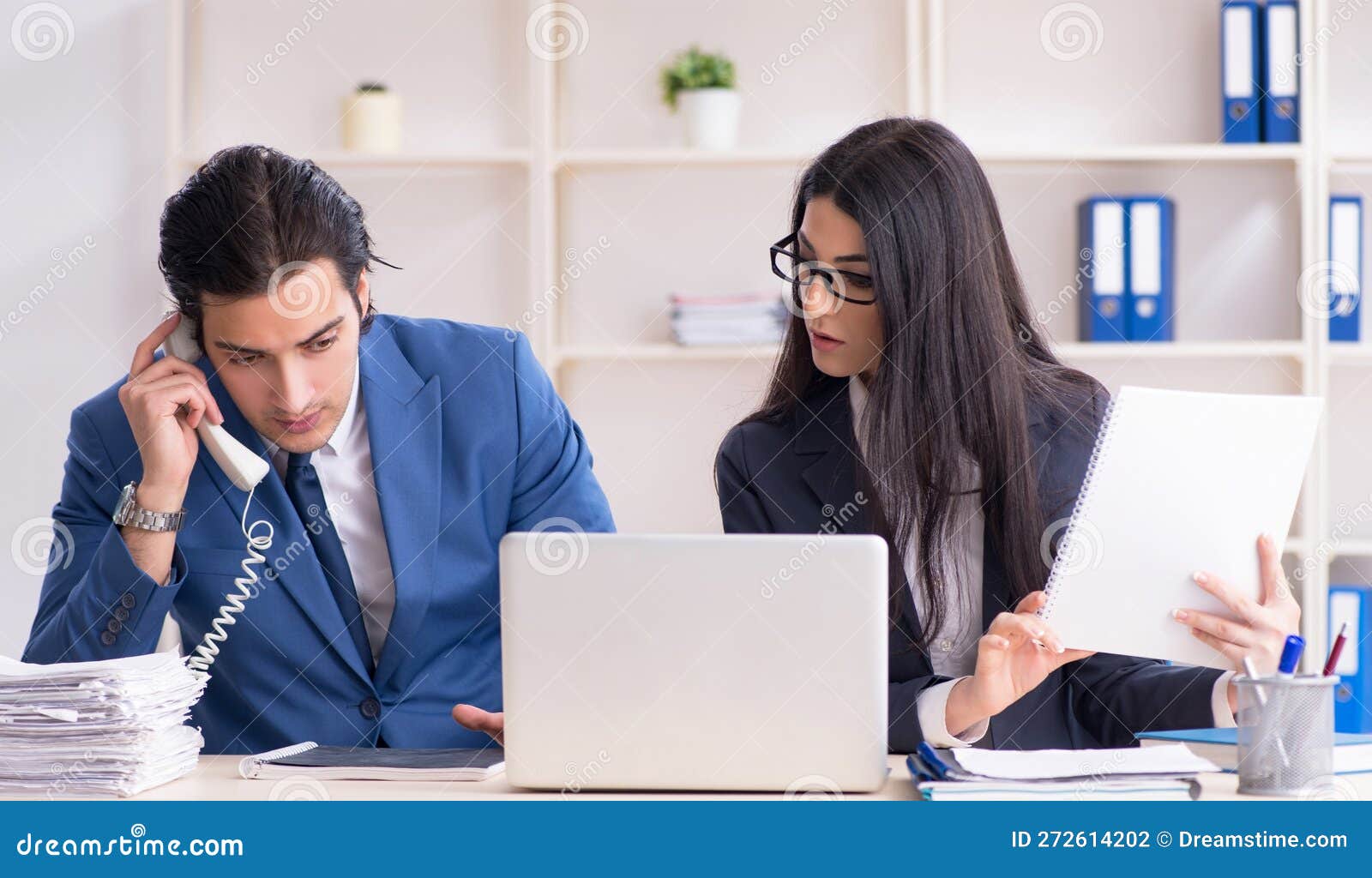Two Employees Working in the Office Stock Photo - Image of ...