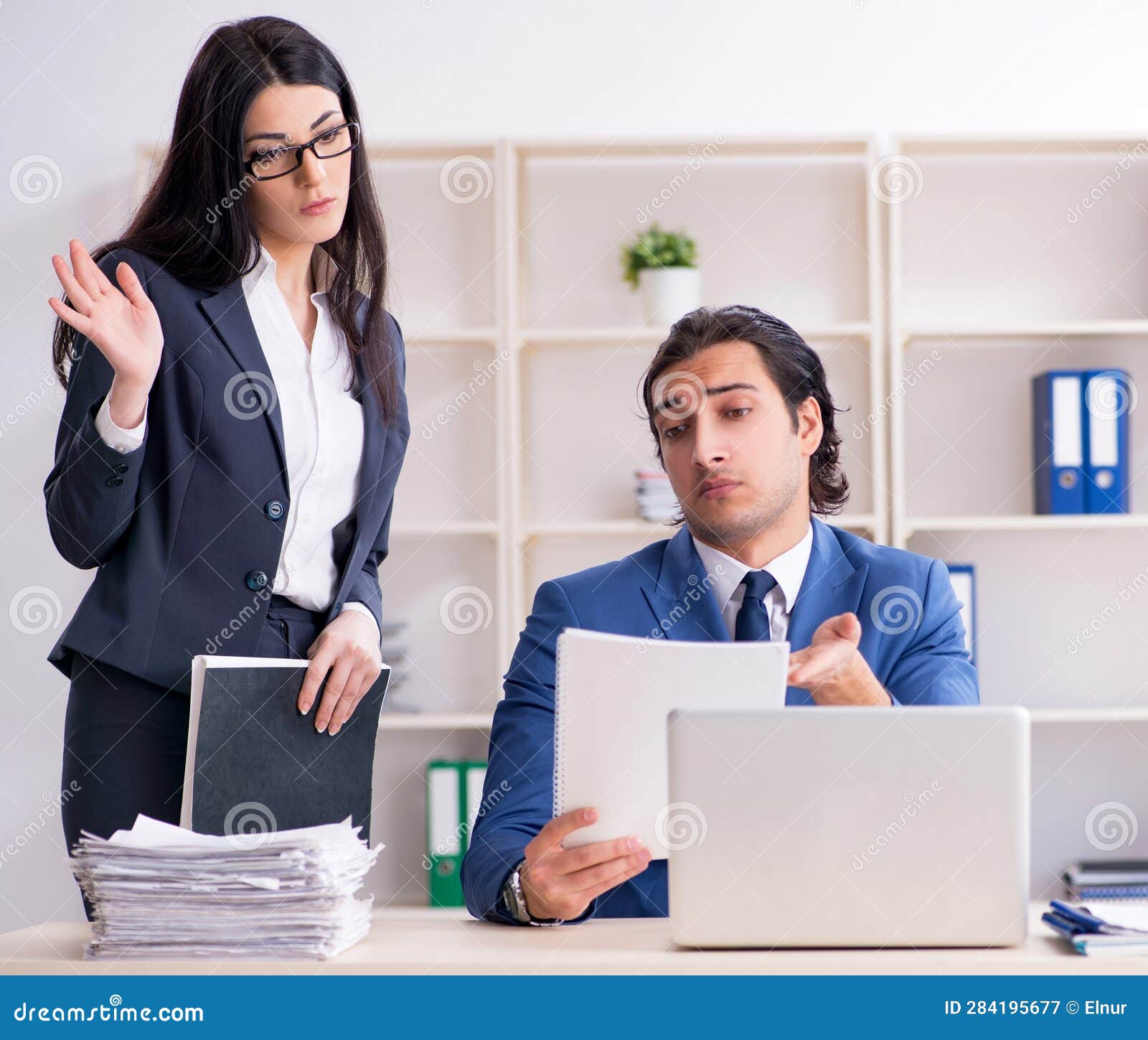 Two Employees Working in the Office Stock Image - Image of busy ...