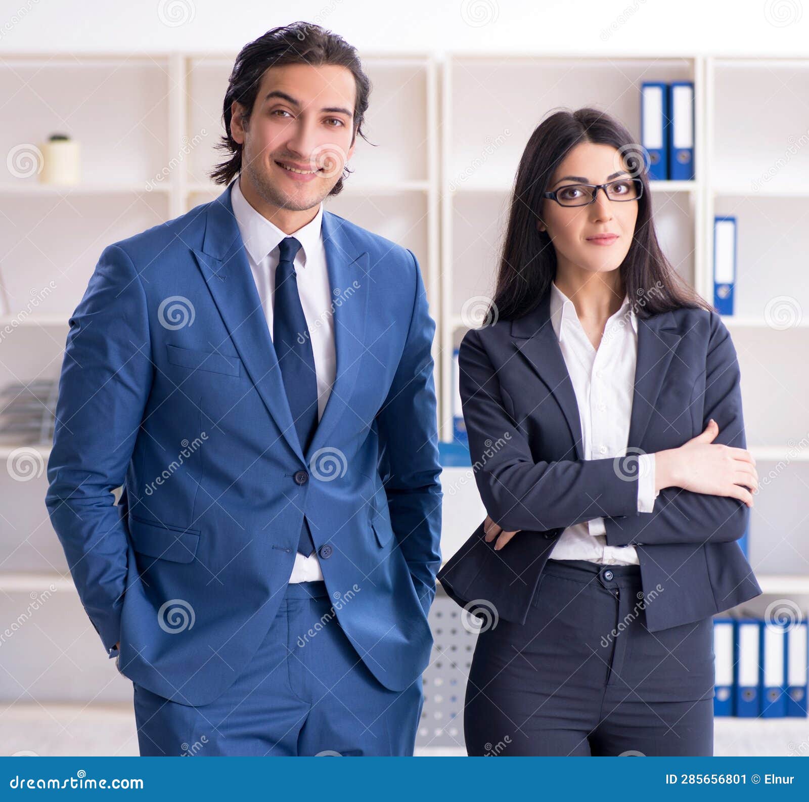 Two Employees Working in the Office Stock Image - Image of computer ...